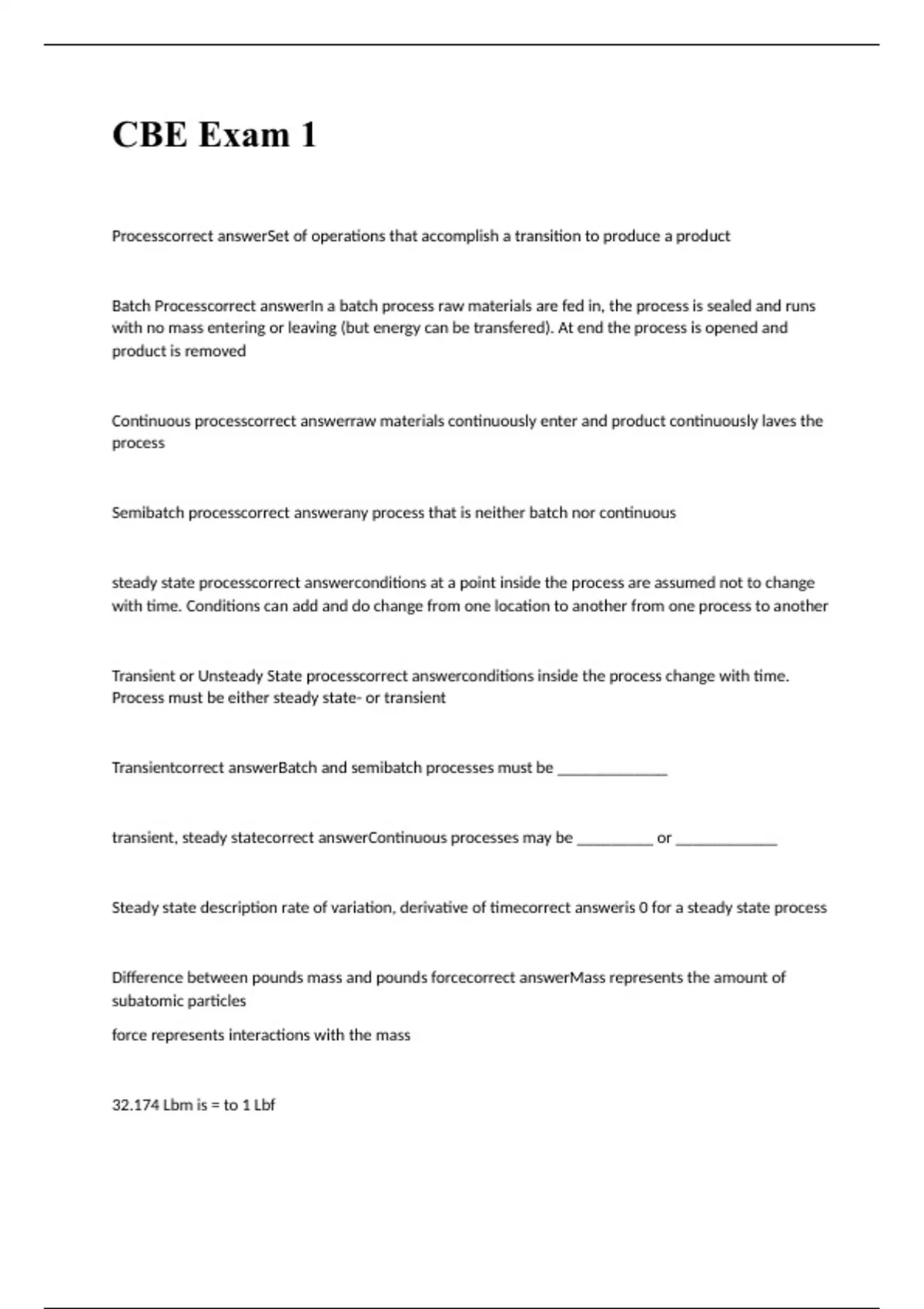 CBE Exam 1 questions with 100% correct answers - CBE - Stuvia US