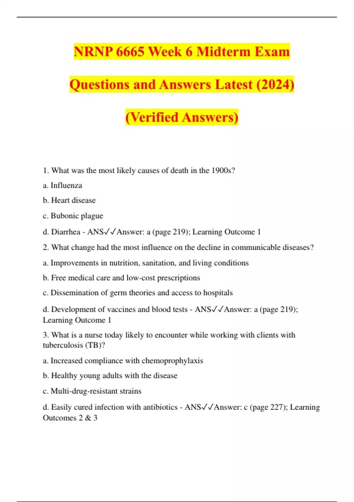 NRNP 6665 Week 6 Midterm Exam Questions and Answers Latest (2024 ...