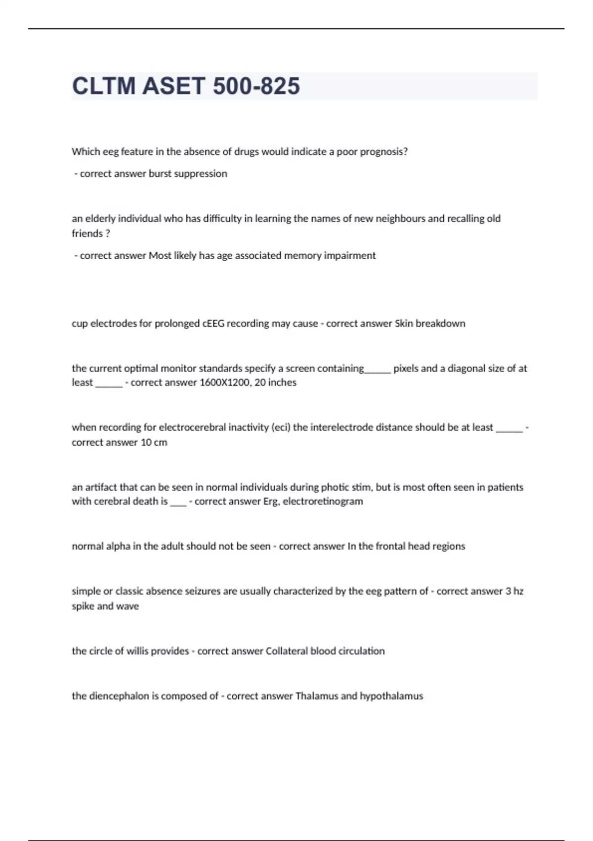 CLTM ASET 500-825 question well answered graded A+ 2023/2024 - Cltm ...