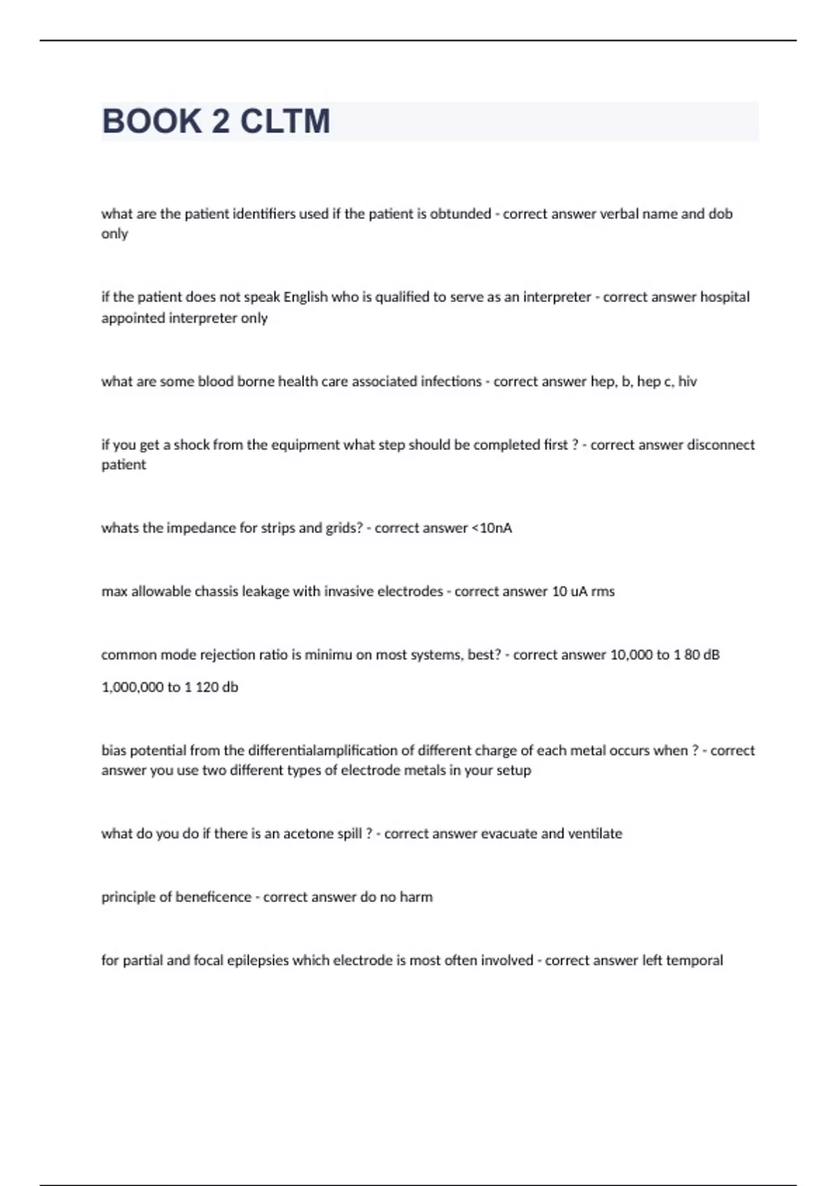 BOOK 2 CLTM correctly answered graded A+ 2023/2024 - Cltm - Stuvia US