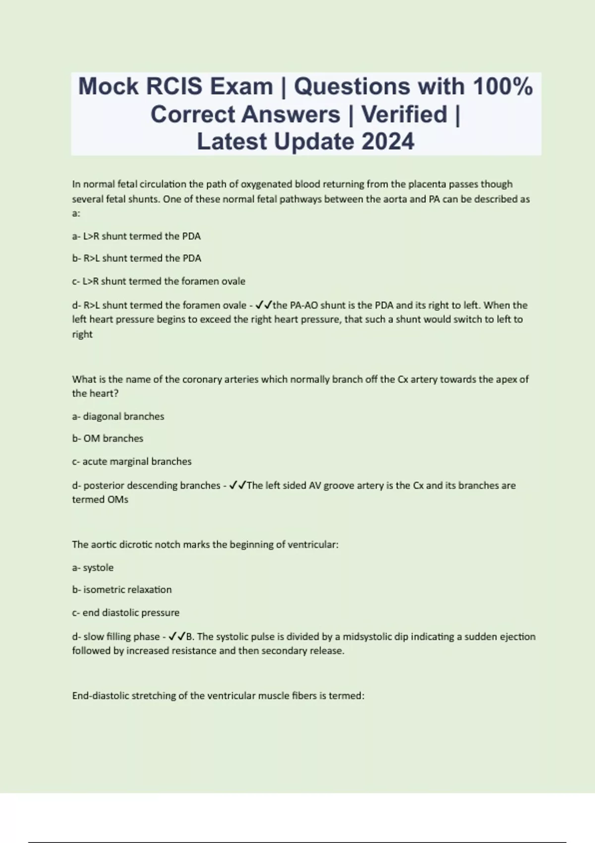 Mock RCIS Exam | Questions with 100% Correct Answers | Verified ...