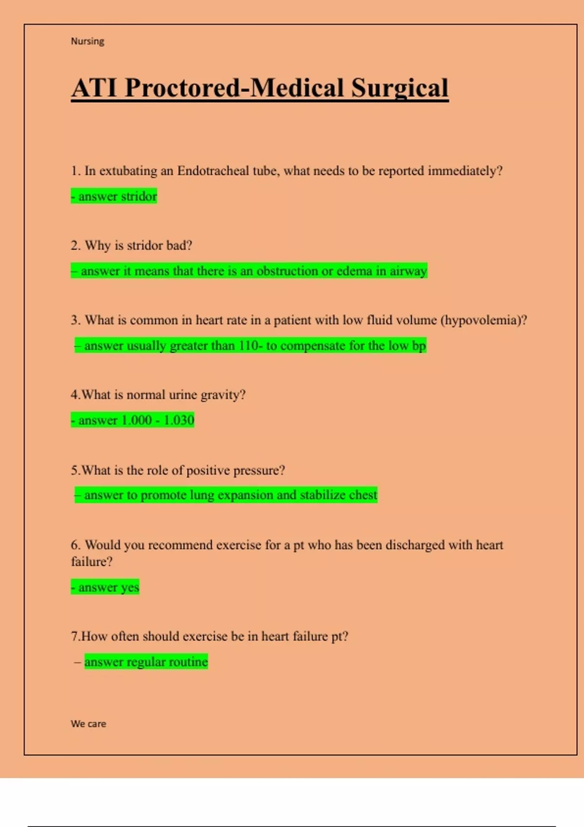 ATI PROCTORED MEDICAL SURGICAL - ATI PROCTORED MEDICAL SURGICAL - Stuvia US