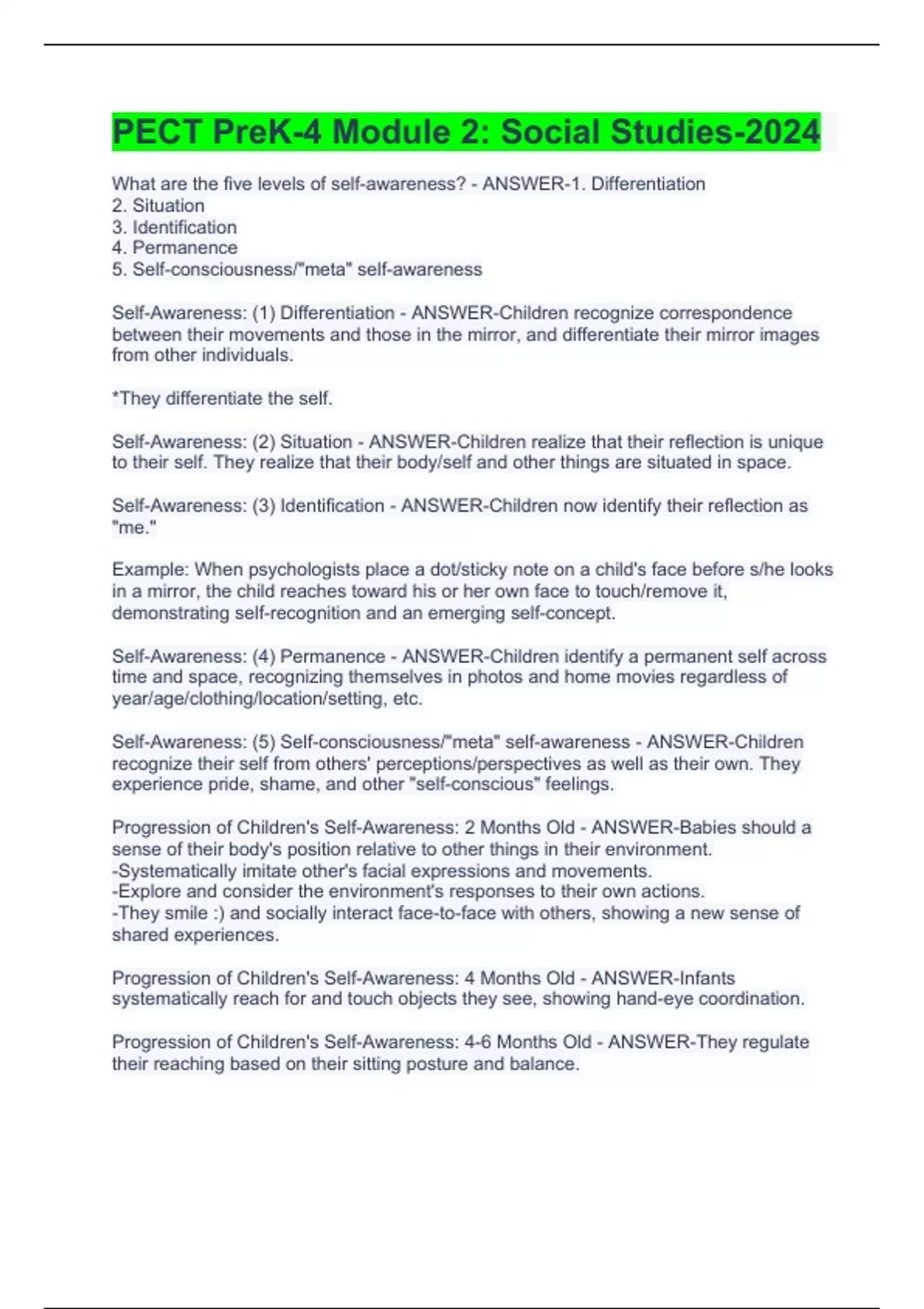 PECT PreK-4 Module 2: Social Studies-2024 - PECT - Stuvia US