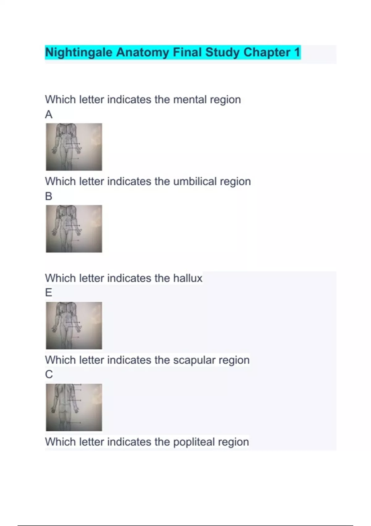 Nightingale Anatomy Final Study 2023 Chapter 1 Questions and Answers ...