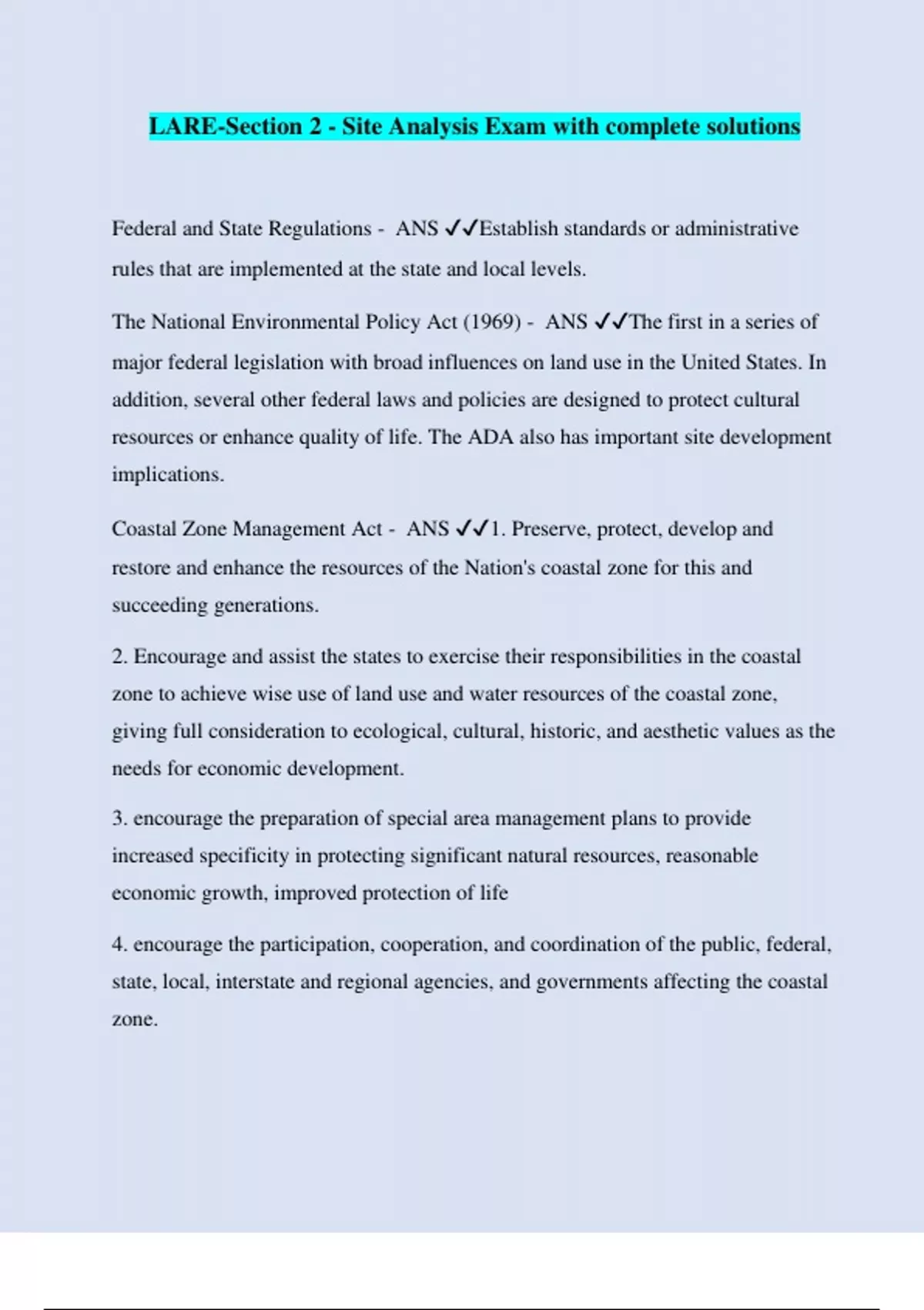 LARE-Section 2 - Site Analysis Exam with complete solutions ...