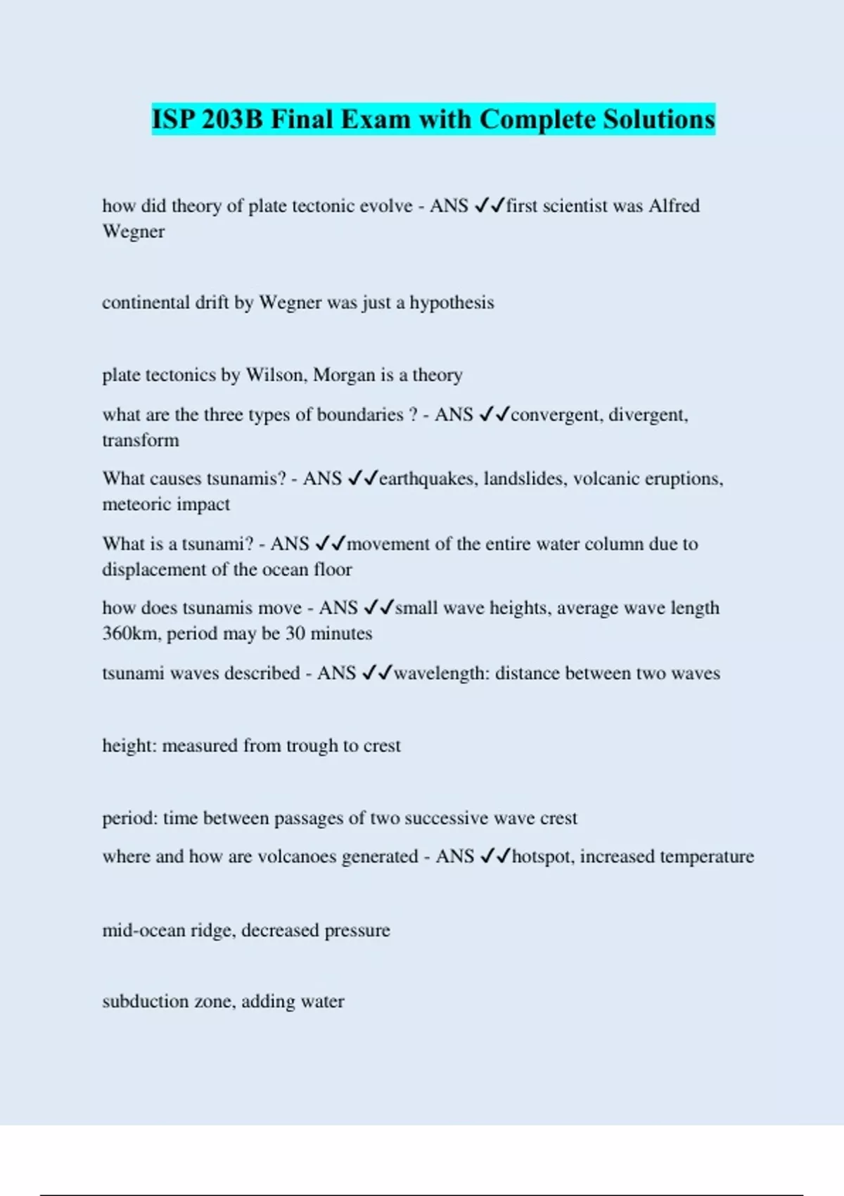 ISP 203B Final Exam with Complete Solutions - ISP 203B - Stuvia US