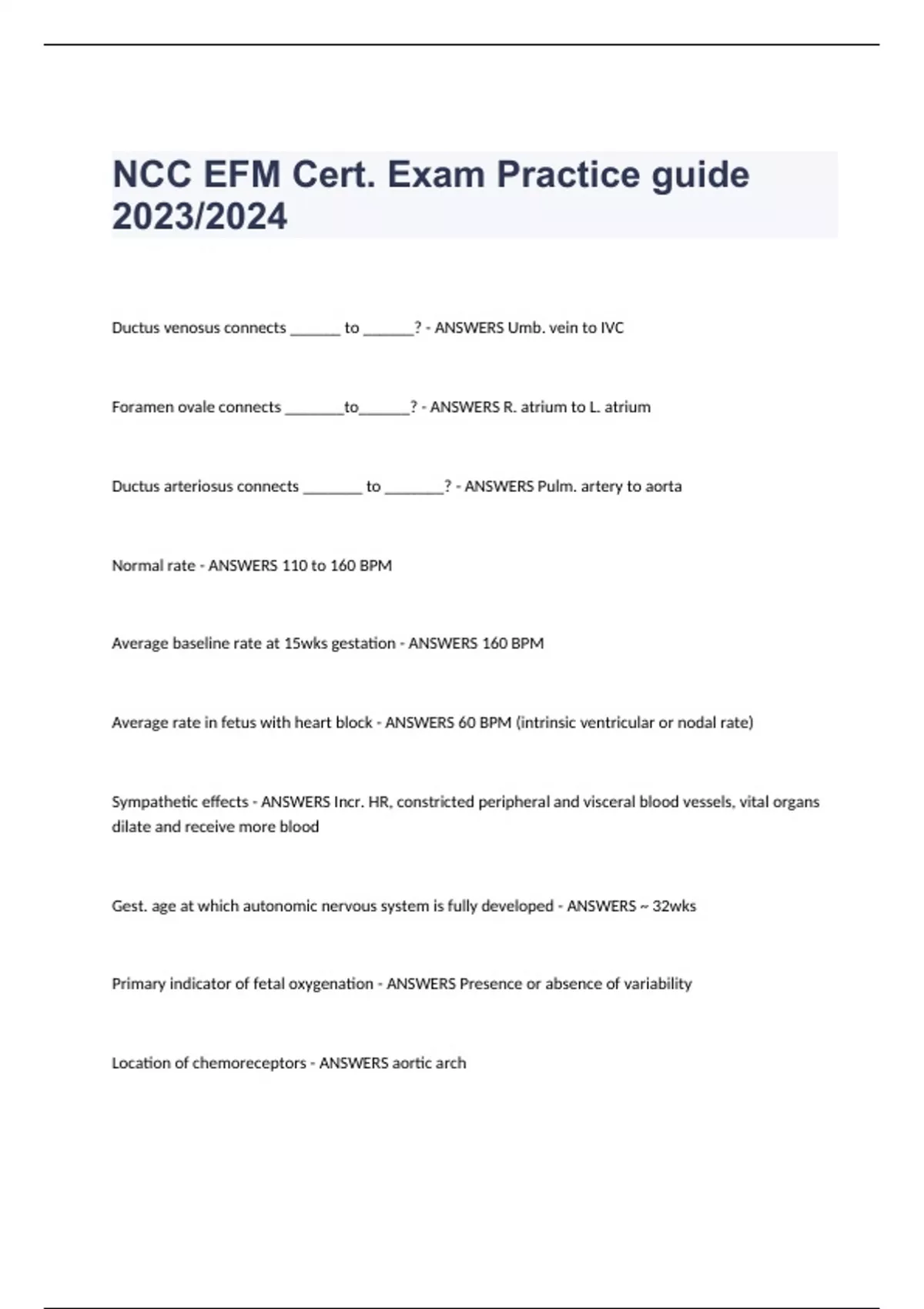 NCC EFM Cert. Exam Practice guide 2023/2024 - NCC EFM - Stuvia US