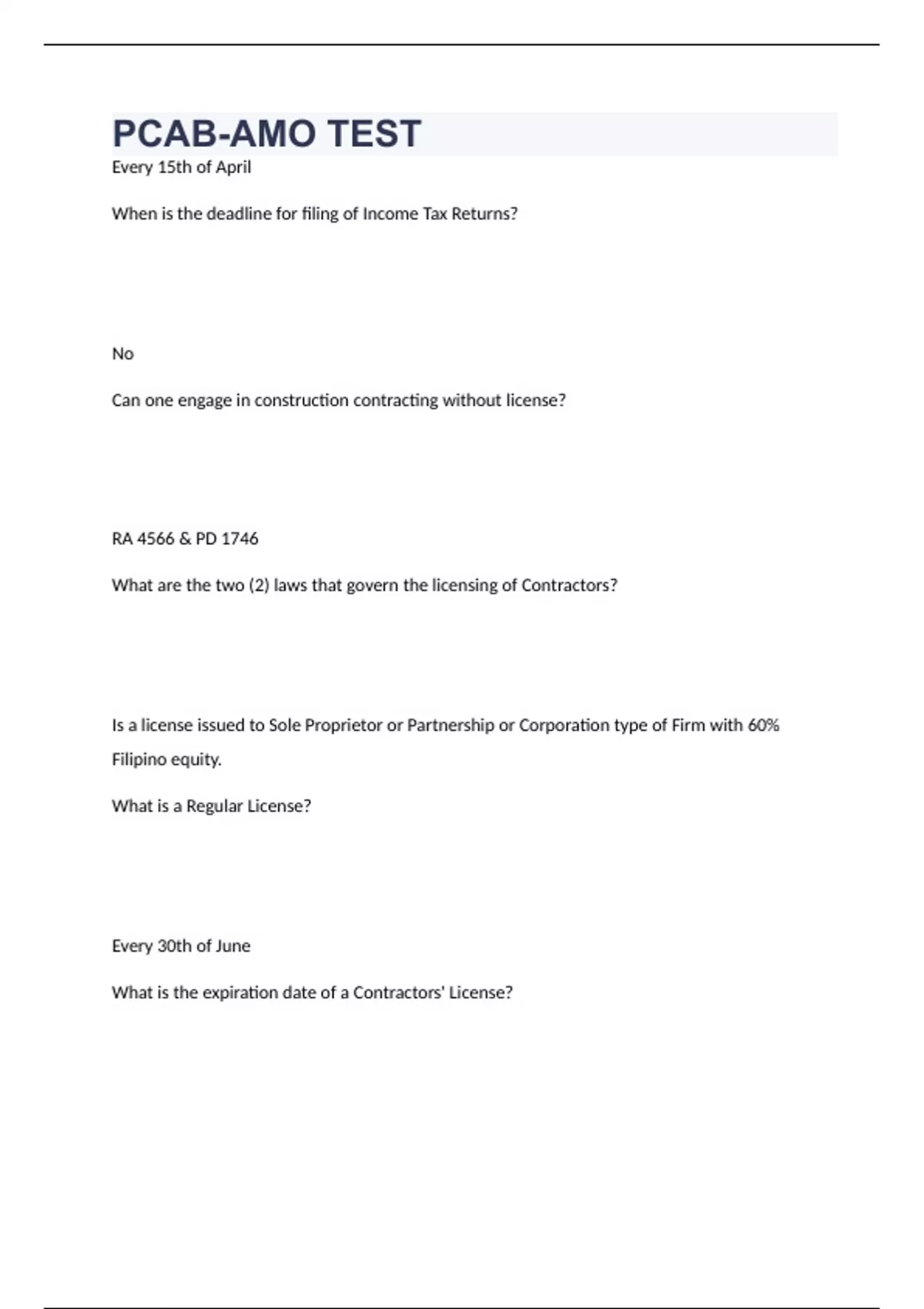 PCAB-AMO TEST WITH CORRECT QUESTIONS AND VERIFIED ANSWERS 2025 - PCAB ...