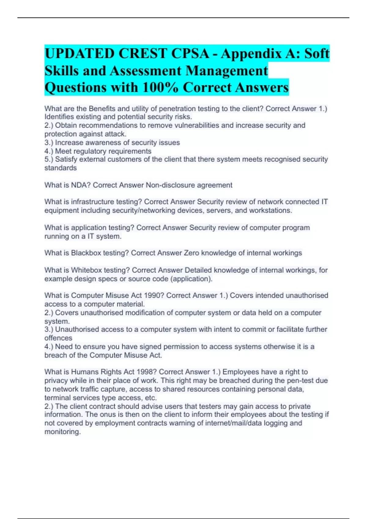UPDATED CREST CPSA Appendix A Soft Skills And Assessment Management