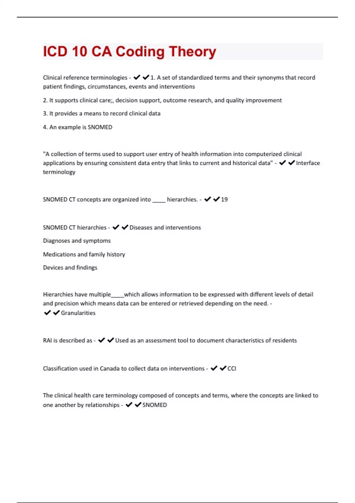 ICD 10 CA Exams with complete solution;Everything you need to pass is ...