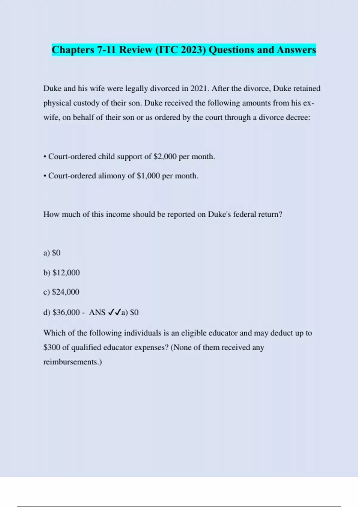 Chapters 7-11 Review (ITC 2023) Questions and Answers - H & R BLOCK ...