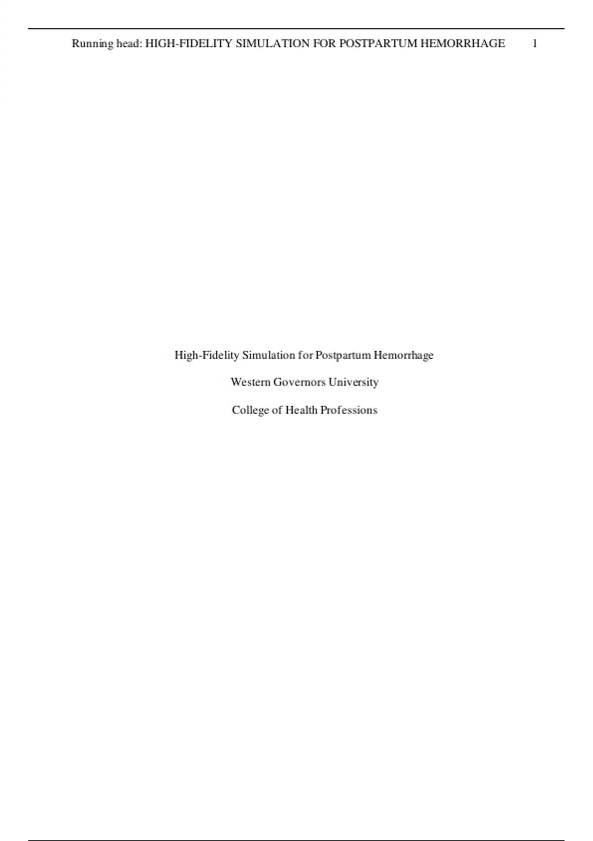 MSN ED C947 Sample C947 Curriculum Proposal 6 /High-Fidelity Simulation ...