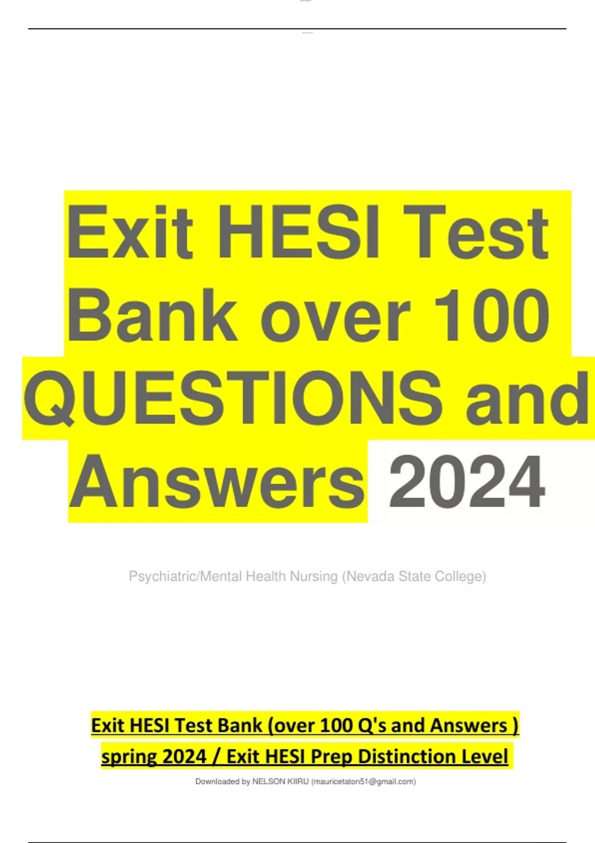 Exit HESI Test Bank over 100 QUESTIONS and Answers 2024 - Exit HESI ...