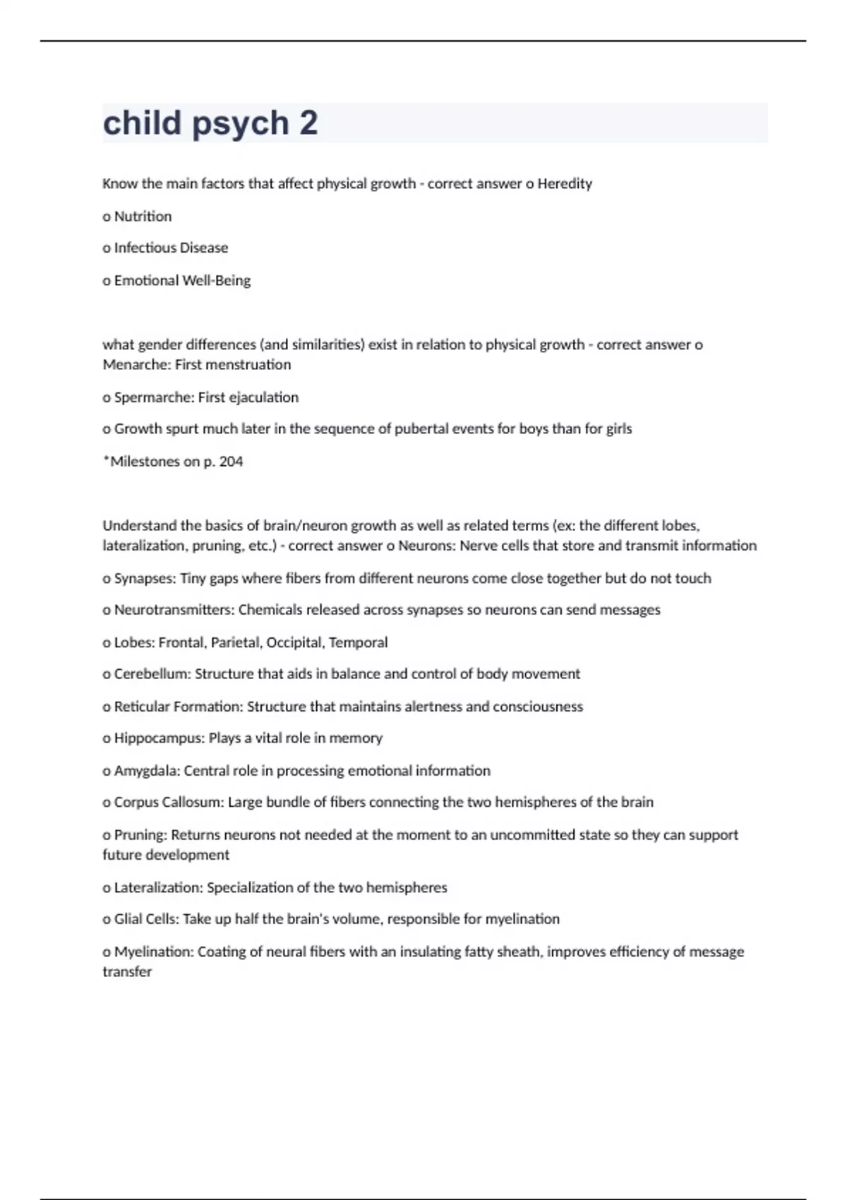 child psych 2 Question and answers 2023/2024 verified to pass - Child Psychology - Stuvia US