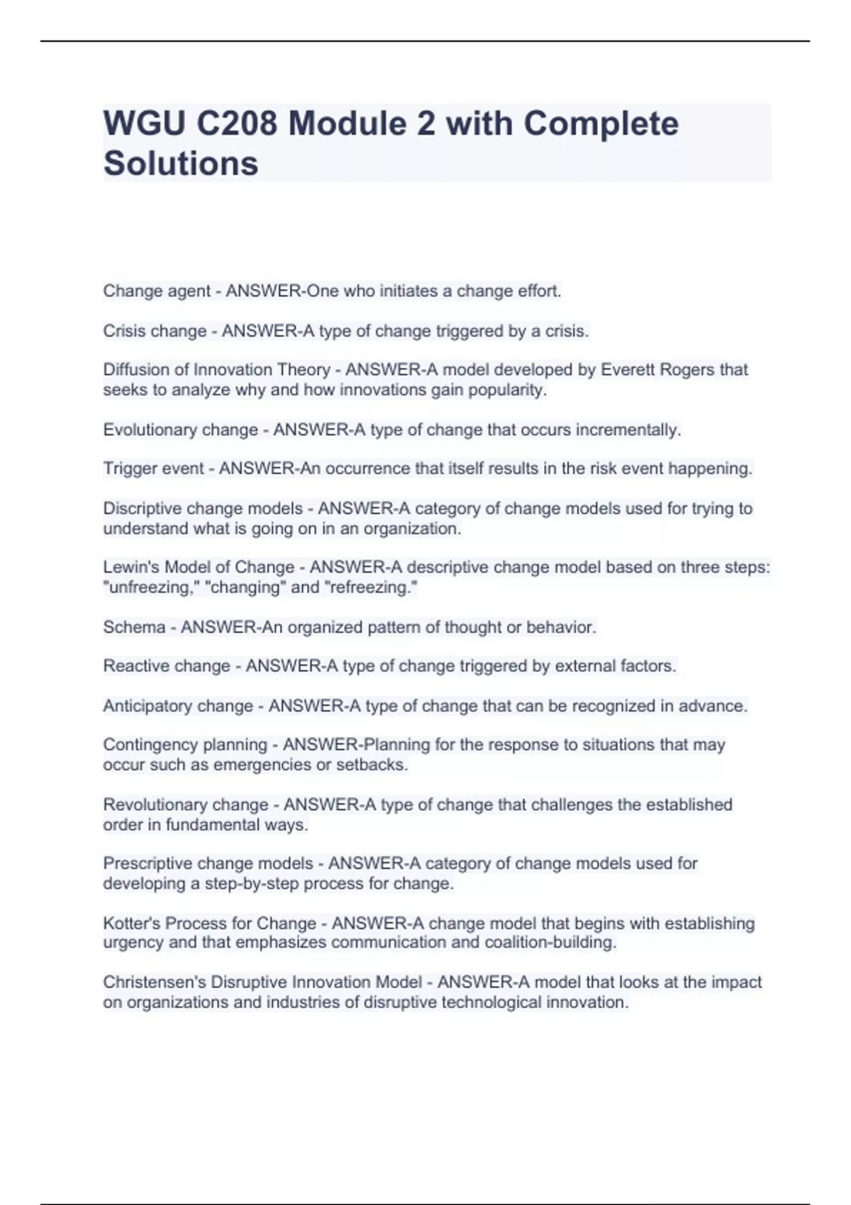 WGU C208 Module 2 with Complete Solutions - WGU C208 - Stuvia US