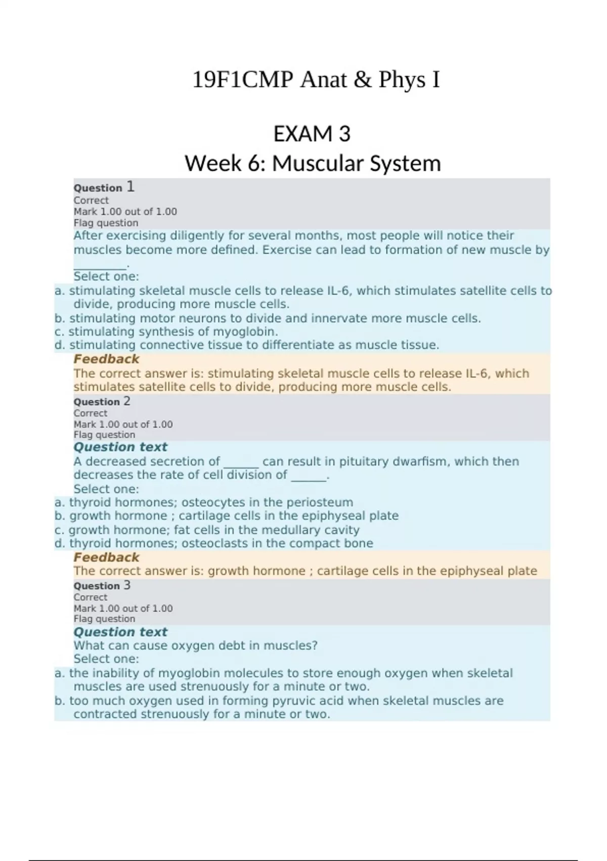 19F1CMP Anat & Phys I ,EXAM 3 Week 6: Muscular System - 19F1CMP Anat ...
