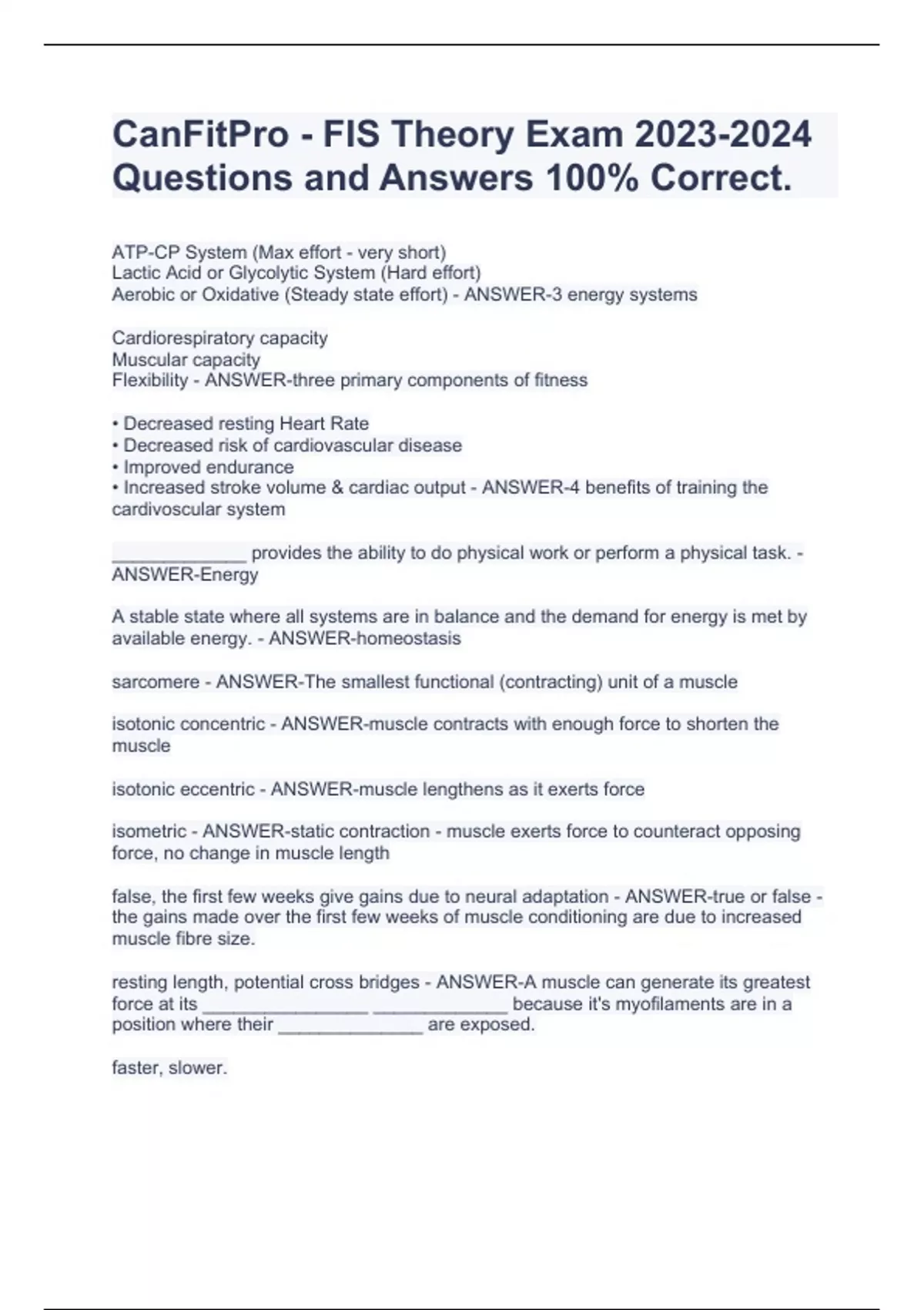 CanFitPro - FIS Theory Exam Questions and Answers 100% Correct ...