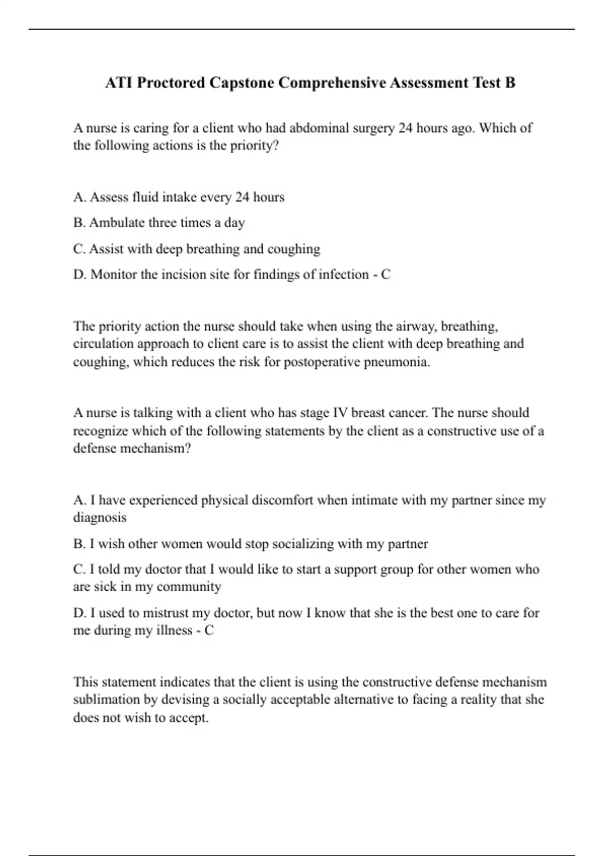 ATI Proctored Capstone Comprehensive Assessment Test B - ATI ...