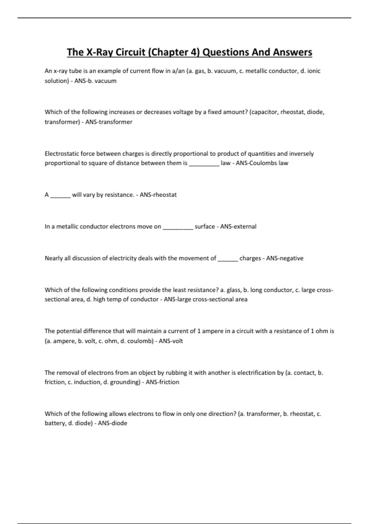 The X-Ray Circuit (Chapter 4) Questions And Answers - The X-Ray Circuit ...