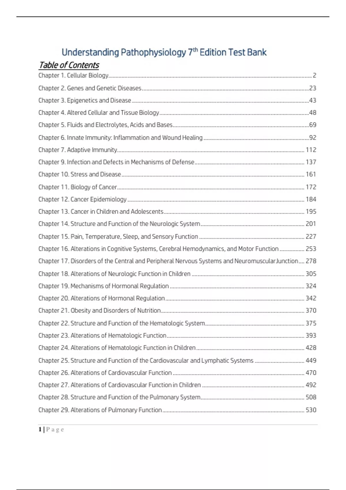 TEST BANK UNDERSTANDING PATHOPHYSIOLOGY 7TH EDITION BY SUE HUETHER AND ...