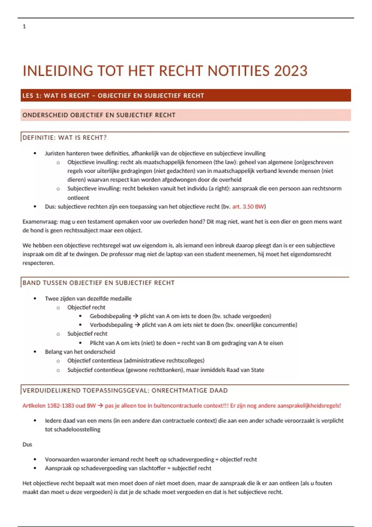 Samenvatting inleiding tot het recht (GESLAAGD) - Inleiding tot het ...