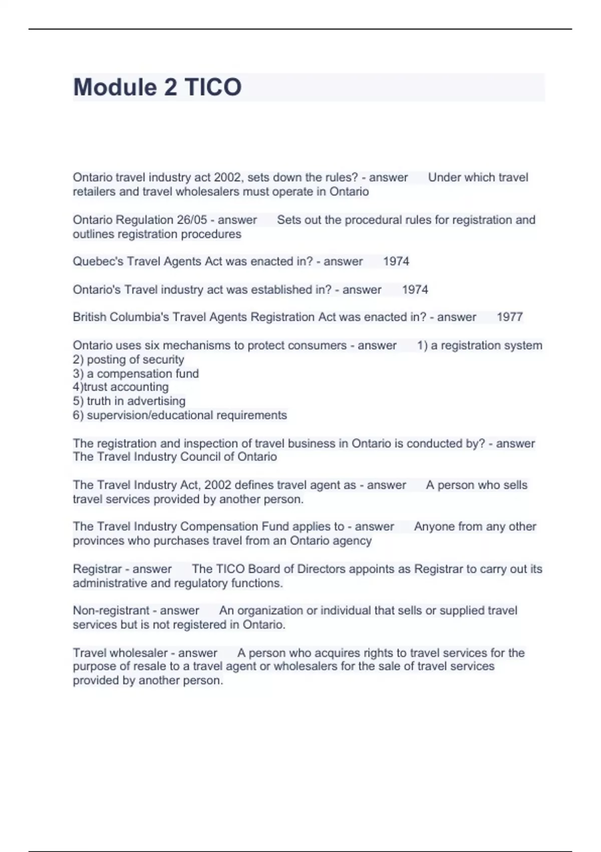 Module 2 TICO Questions and Answers Latest updated 2023 - Tico - Stuvia US