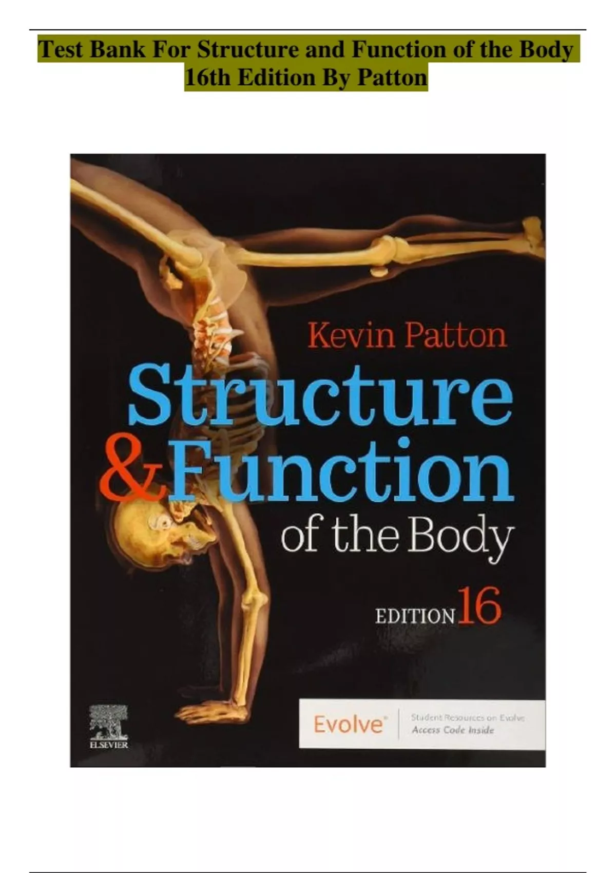Test Bank For Structure and Function of the Body 16th Edition By Patton ...