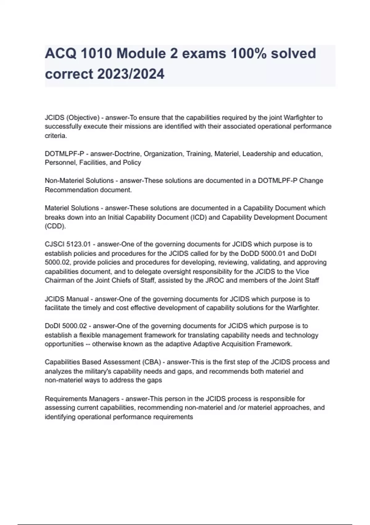 ACQ 1010 Module 2 exams 100% solved correct 2023/2024 - ACQ 1010 Module 2 ex00% solvecorrt 2023 ...