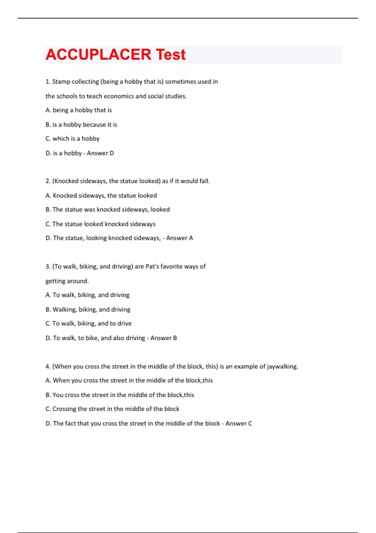 ACCUPLACER Test Questions and Answers(A+ Solution guide) - ACCUPLACER ...