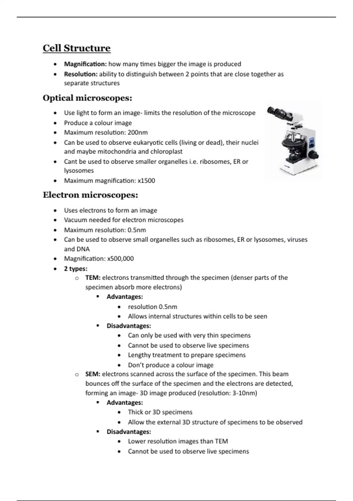 Summary A level OCR A Cell structure - Biological processes - Stuvia UK