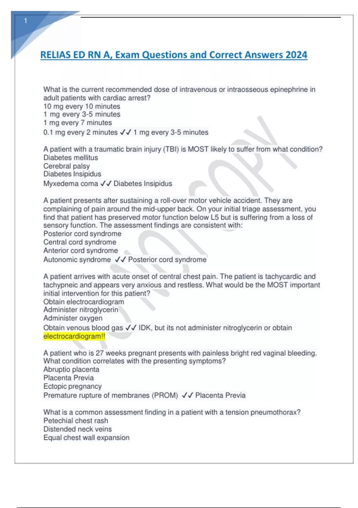 RELIAS ED RN A, Exam Questions and Correct Answers 2024 - RELIAS ED RN ...