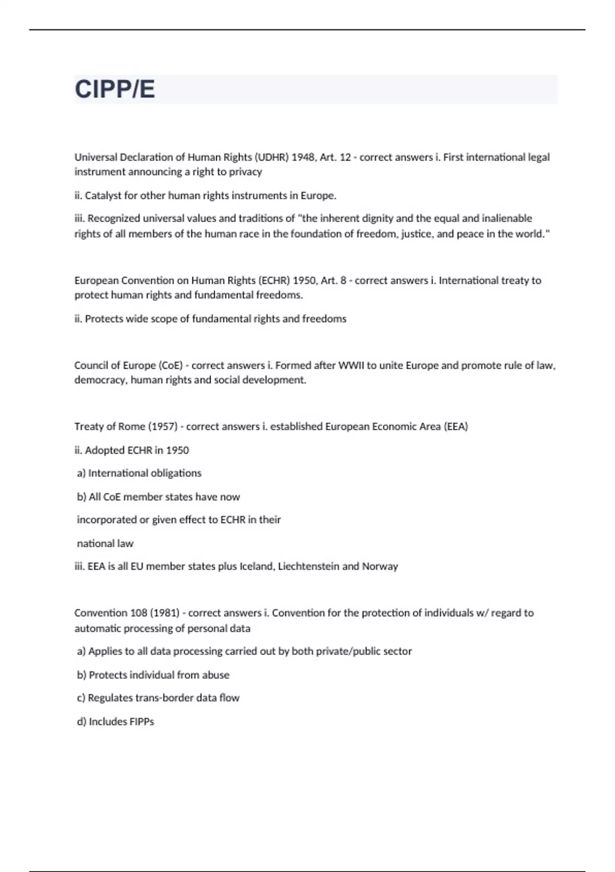 CIPP/E questions and answers 100% correct 2023/2024 - CIPP/E - Stuvia US