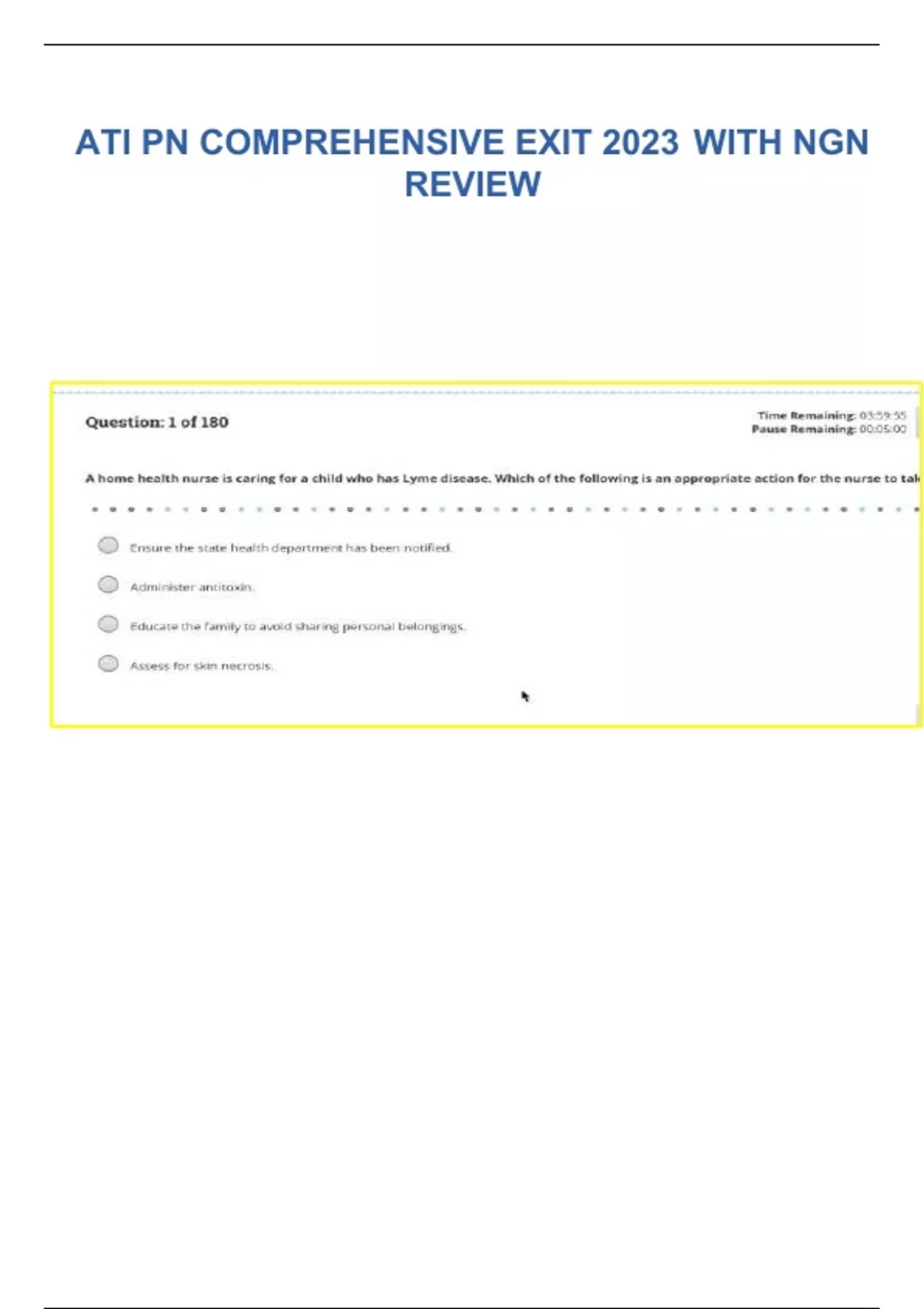 ATI PN COMPREHENSIVE EXIT 2023 WITH NGN REVIEW - ATI PN COMPREHENSIVE - Stuvia US