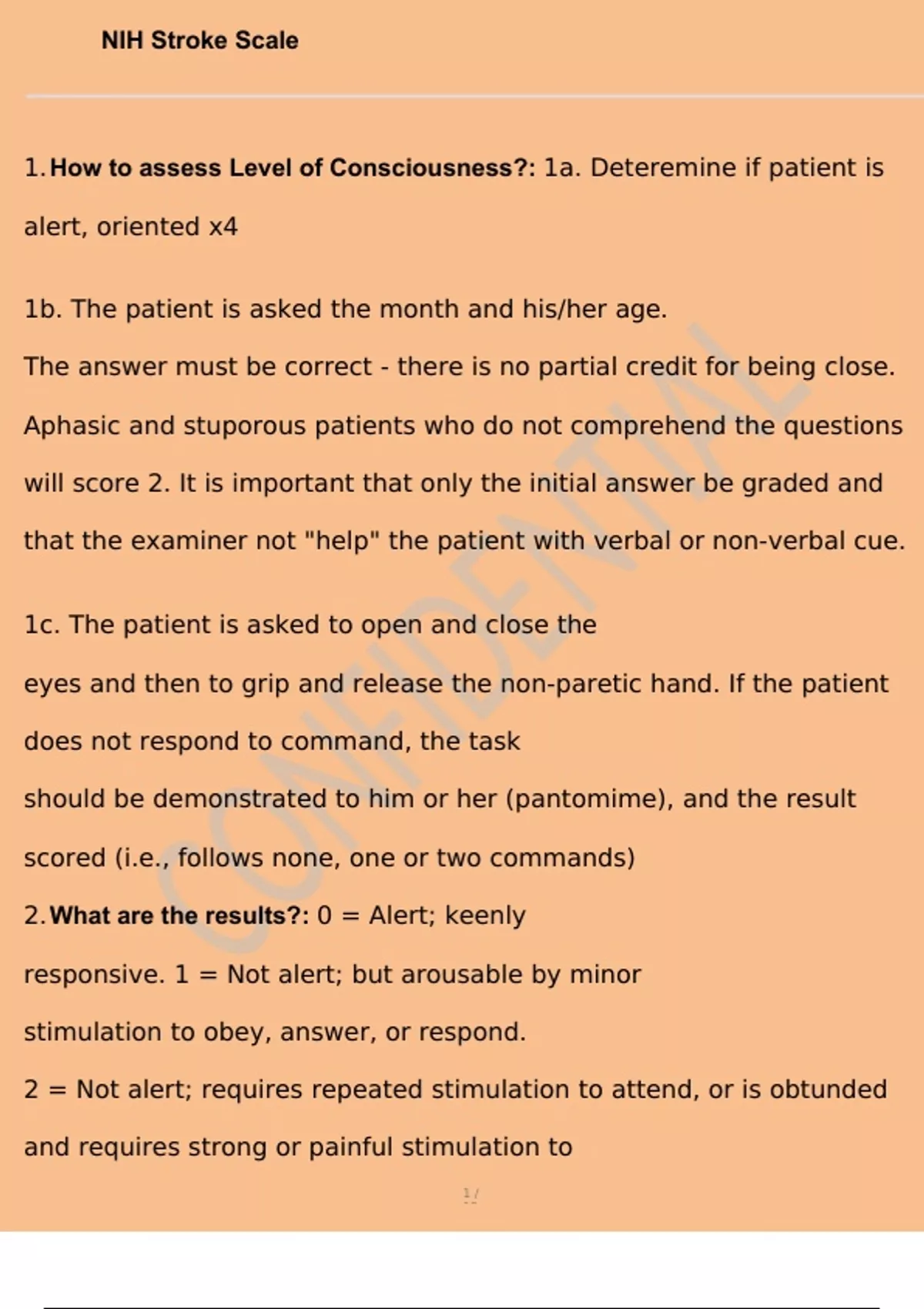NIH Stroke Scale Questions and Answers 34 - NIH Stroke - Stuvia US
