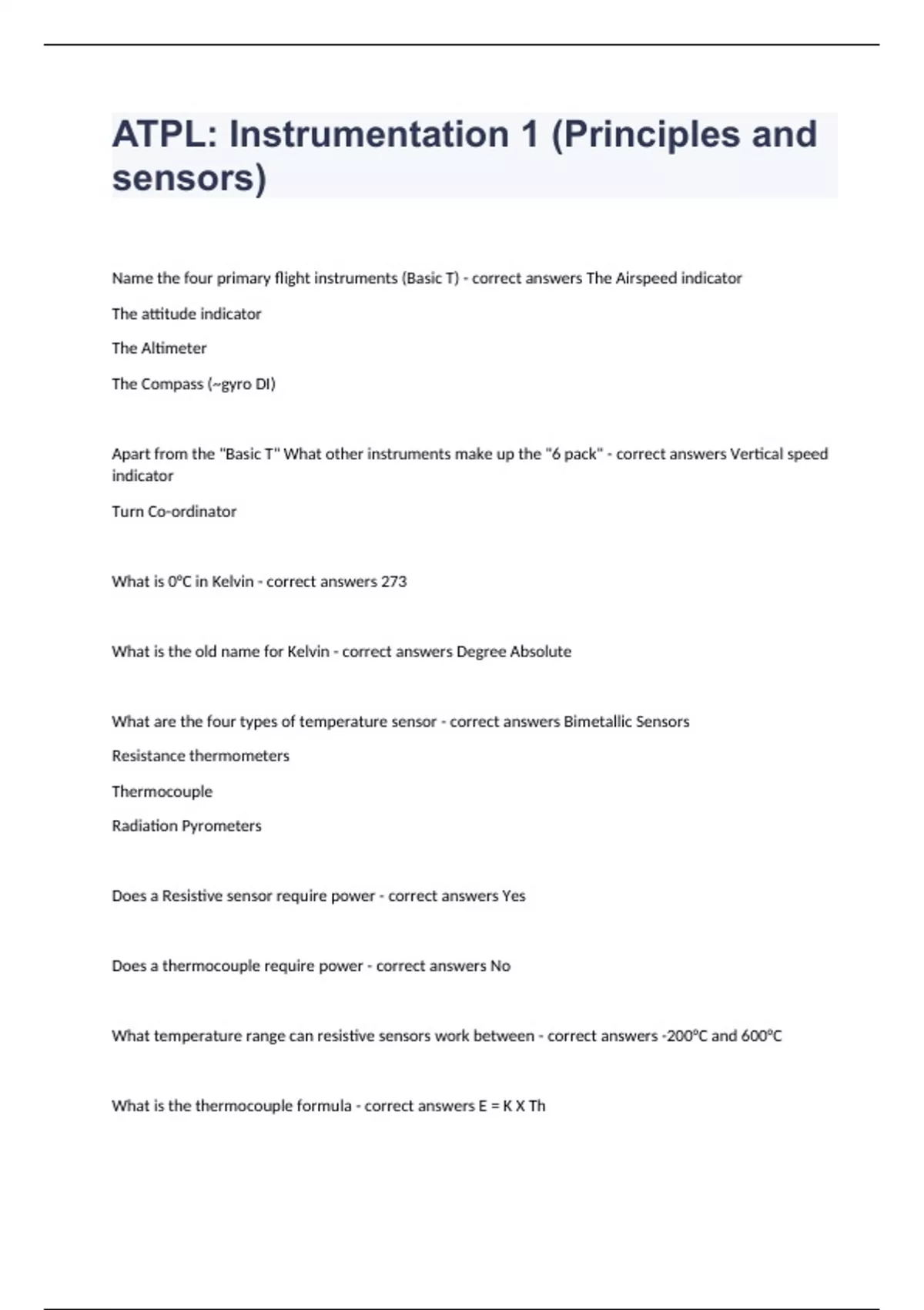 ATPL: Instrumentation 1 (Principles and sensors) 2023/2024 already ...