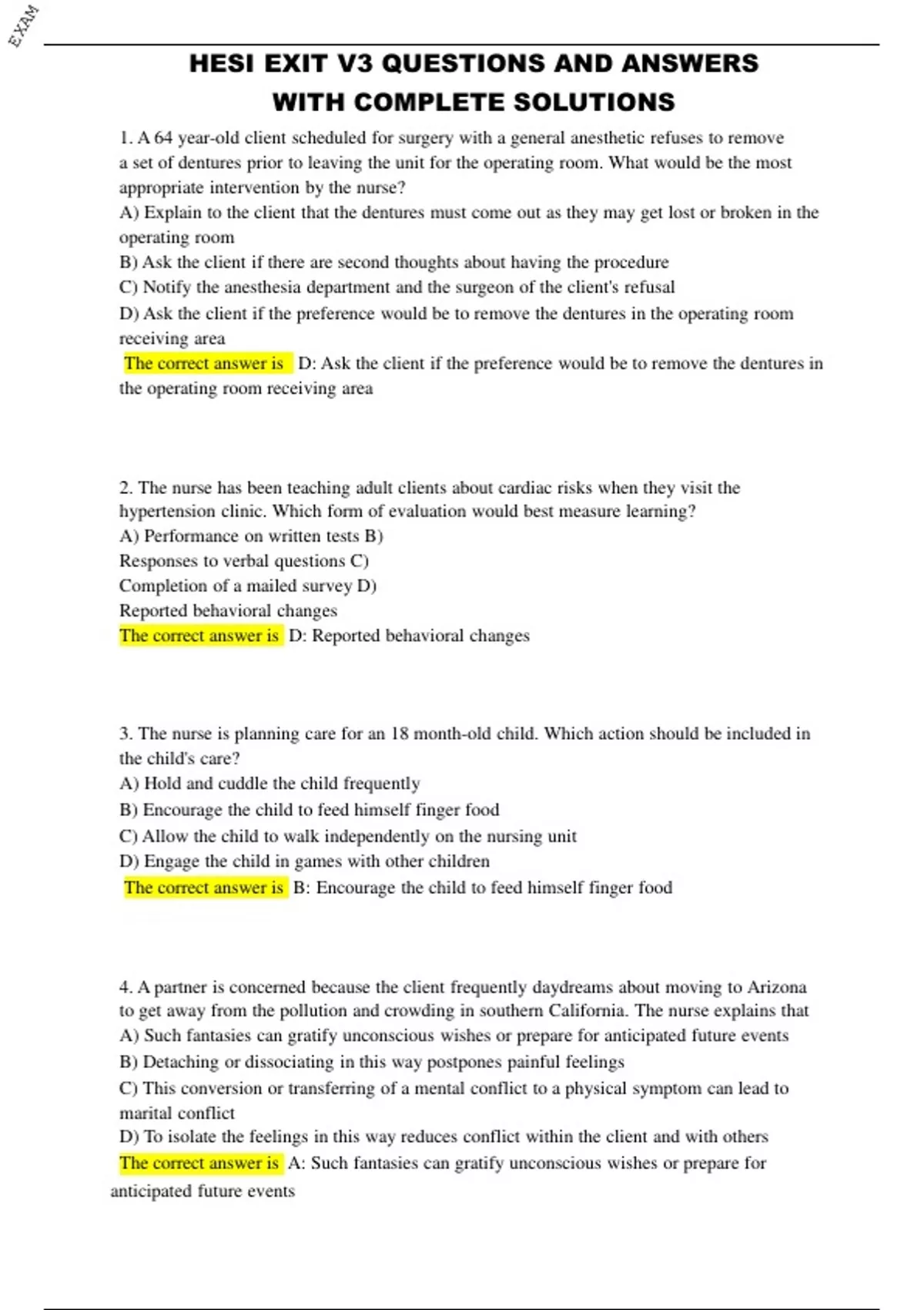 HESI EXIT V3 QUESTIONS AND ANSWERS WITH COMPLETE SOLUTIONS - Hesi exit ...