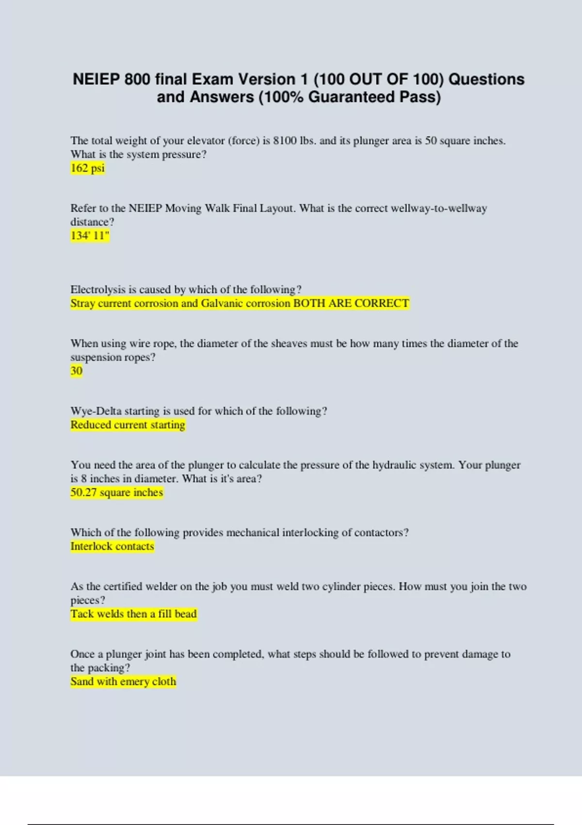 NEIEP 800 final Exam Version 1 (100 OUT OF 100) Questions and Answers ...