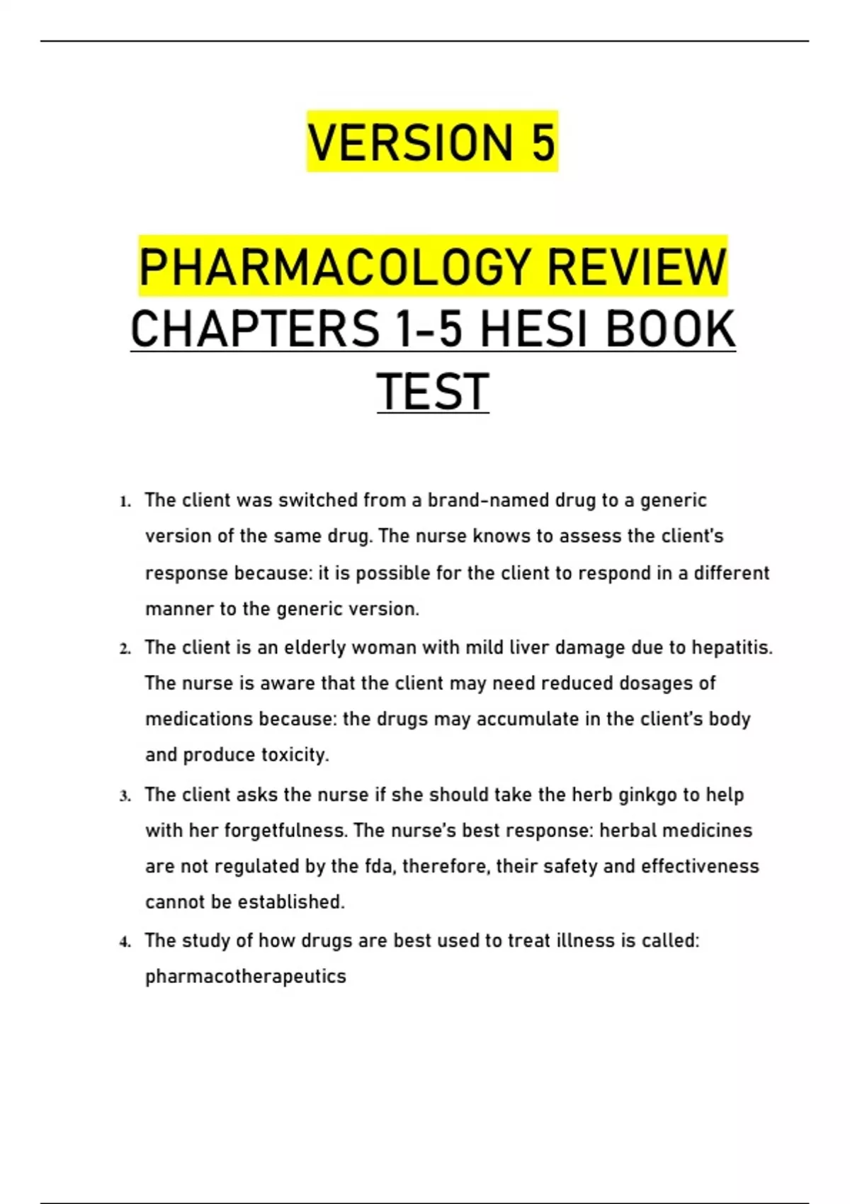 HESI PHARMACOLOGY REVIEW HESI TEST BOOK EXAM Hesi PHARMACOLOGY HESI PN ...