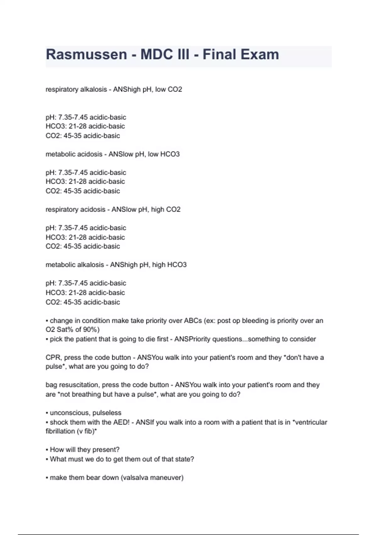 Rasmussen - MDC III - Final Exam 2023/2024 Rated A+ - MDC 3 - Stuvia US