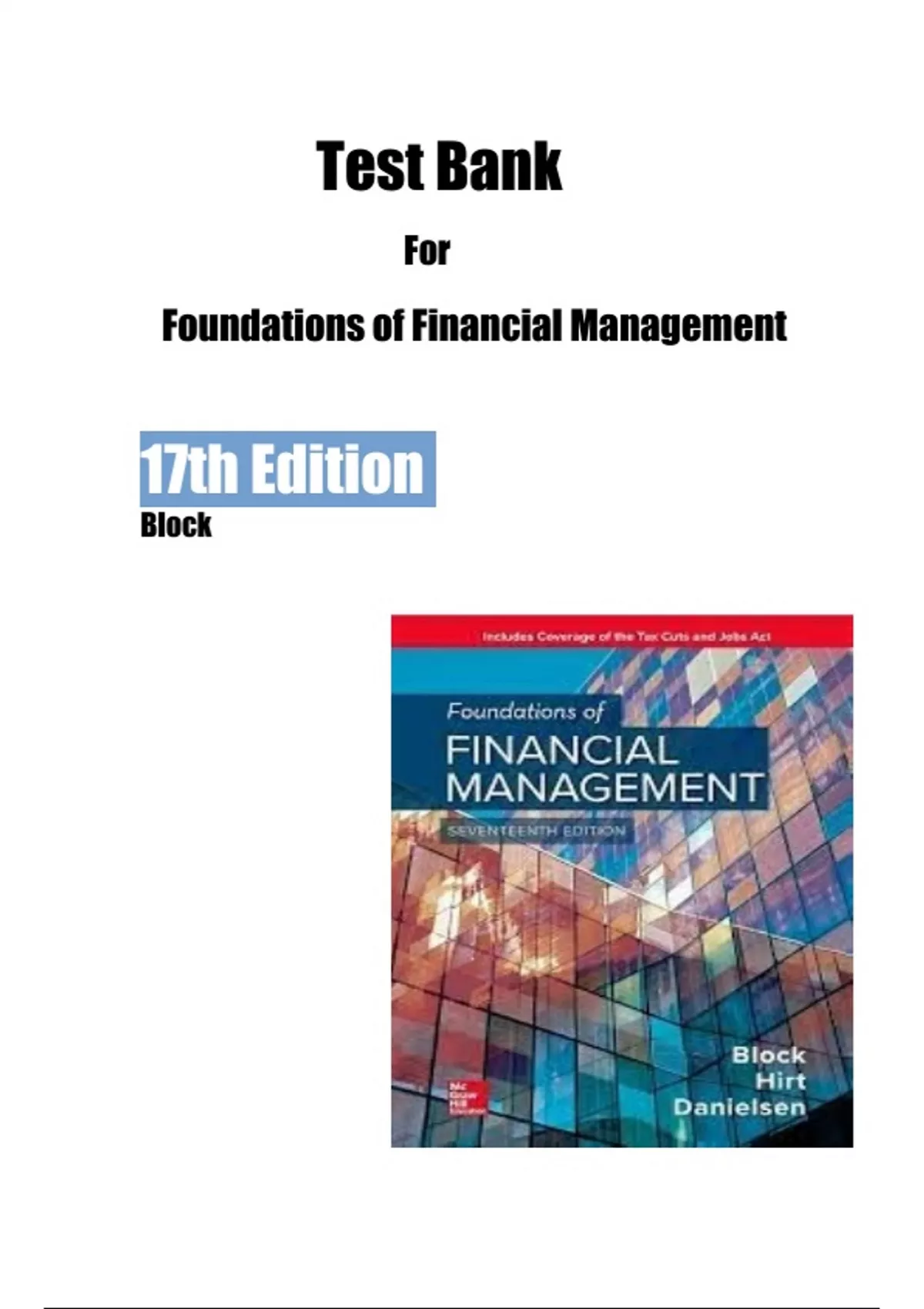 Test Bank For Foundations of Financial Management 17th Edition by Block ...
