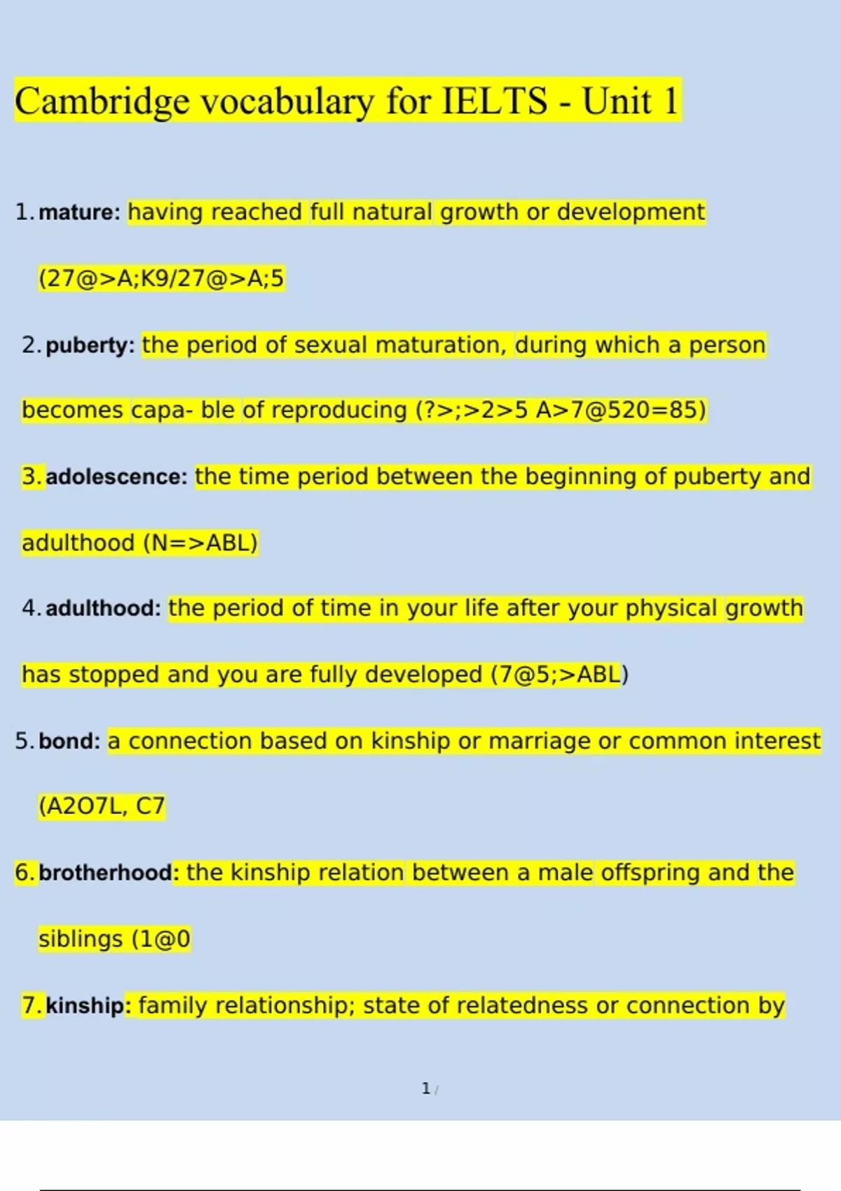 Cambridge vocabulary for IELTS - Unit 1 Updated Questions and Answers ...