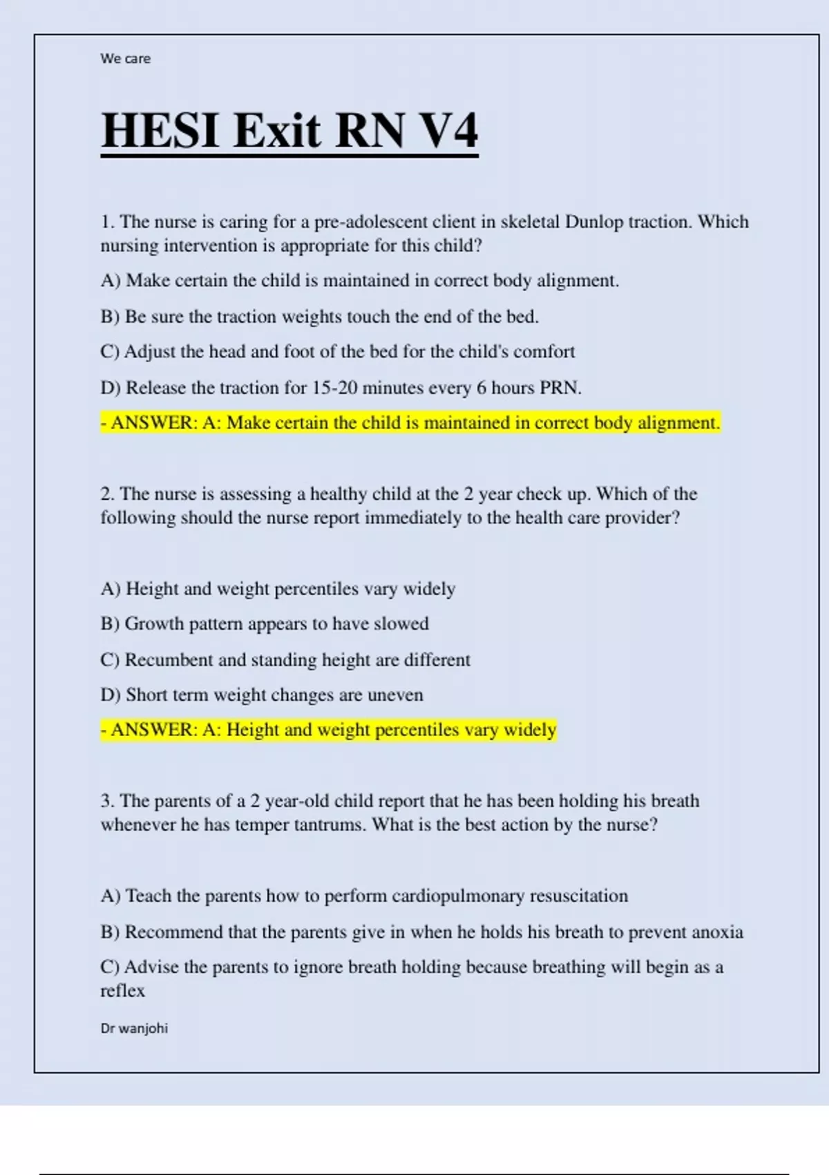 HESI EXIT RN V4 - HESI RN EXIT V4 - Stuvia US