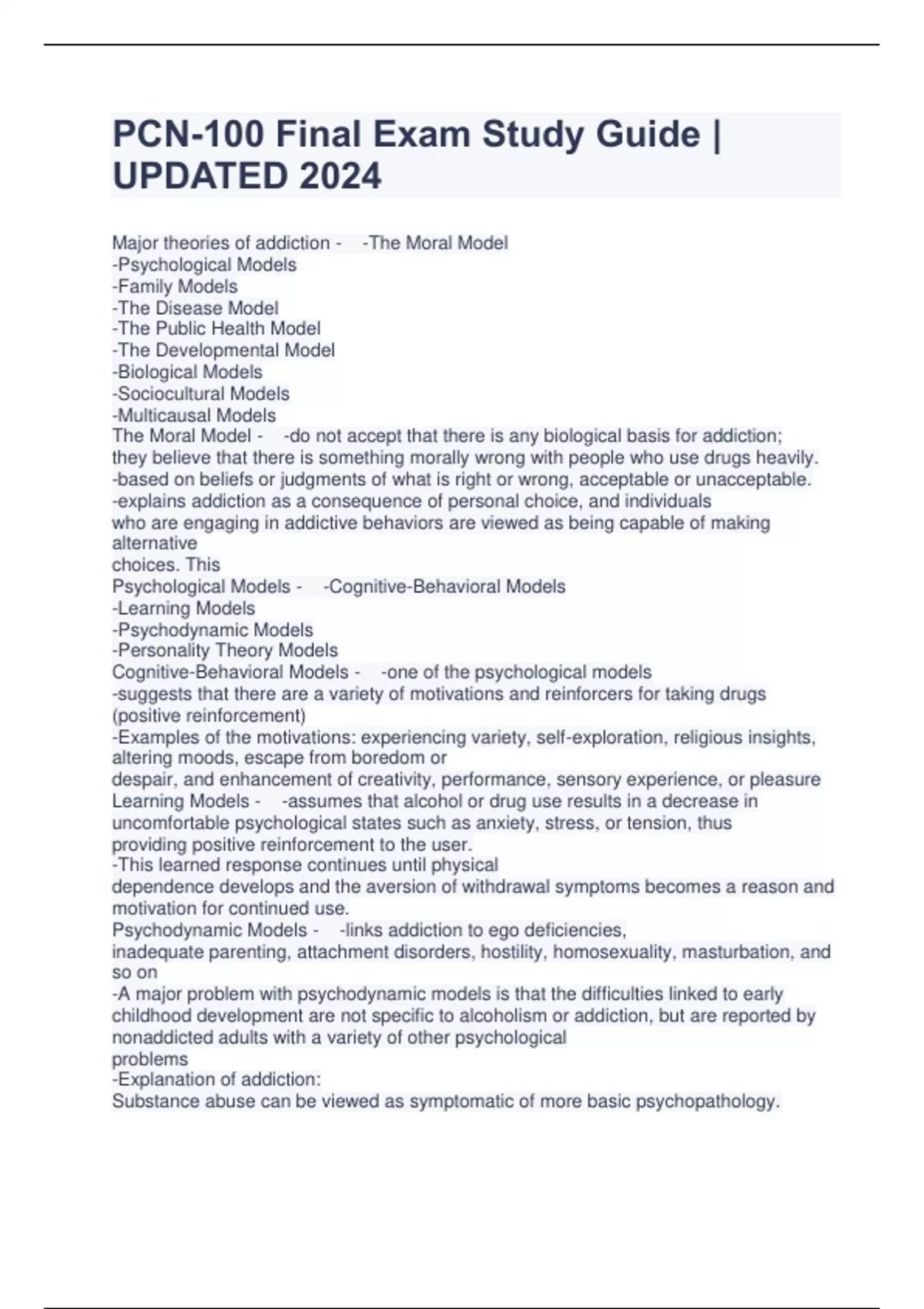 PCN-100 Final Exam Study Guide | UPDATED 2024 - PCN-100 - Stuvia US