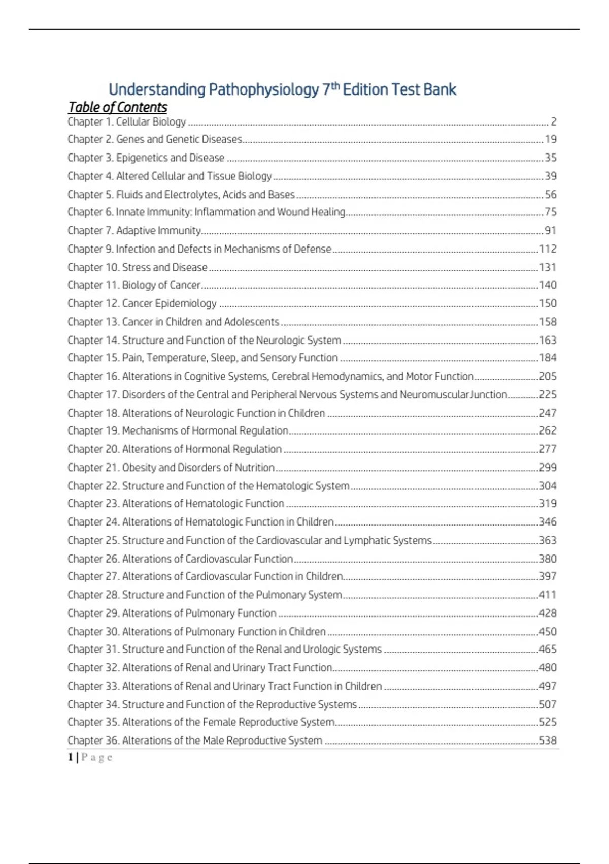 TEST BANK UNDERSTANDING PATHOPHYSIOLOGY 7TH EDITION BY SUE HUETHER AND ...