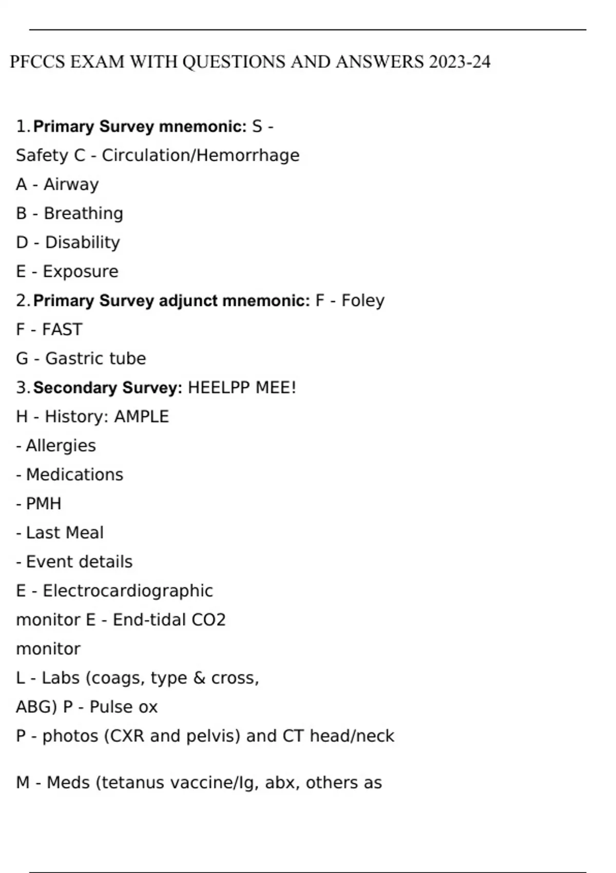 PFCCS EXAM WITH QUESTIONS AND ANSWERS 2023-24 - FCCS - Stuvia US