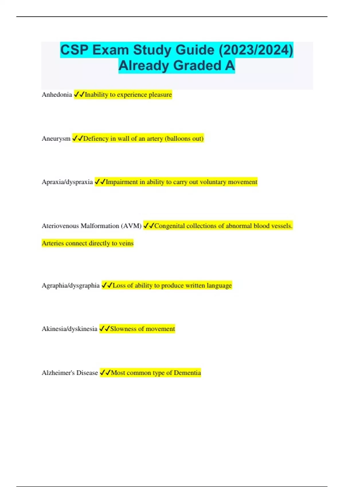 CSP Exam Study Guide (2023/2024) Already Graded A - CSP - Stuvia US