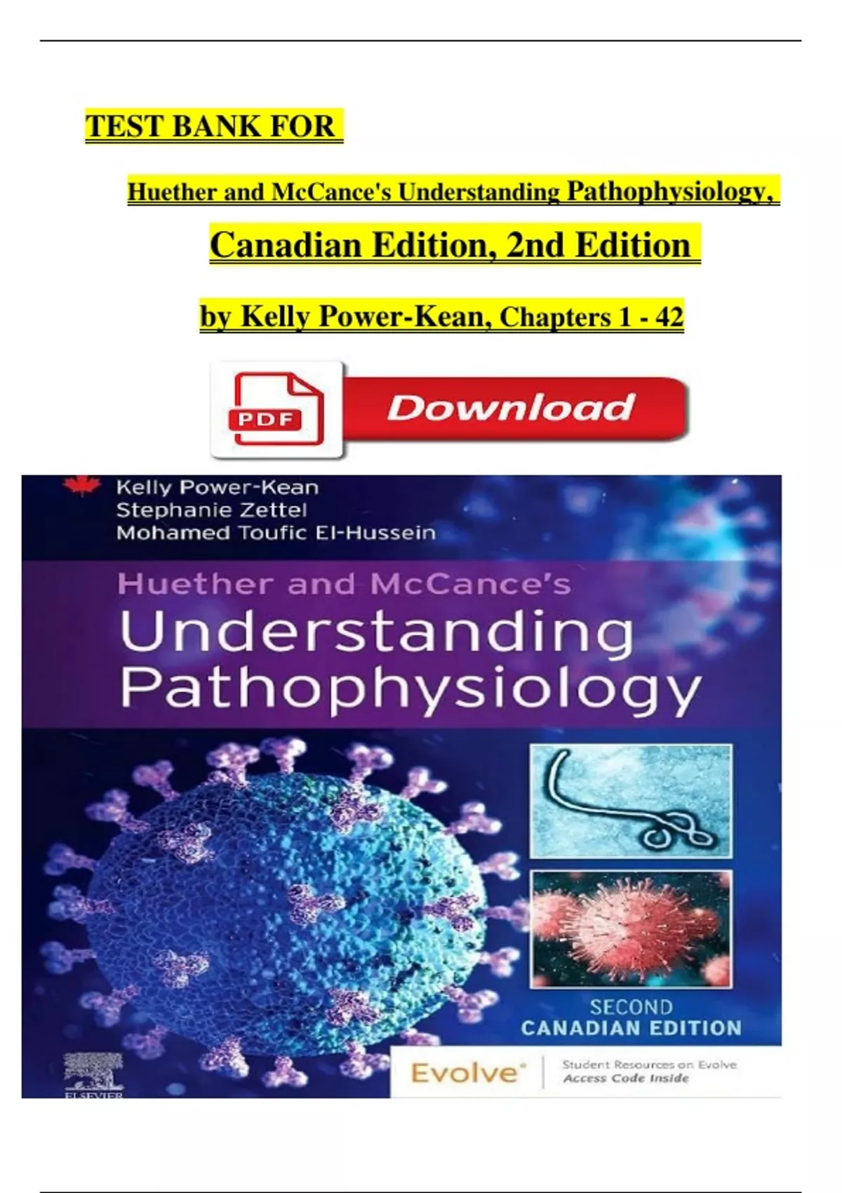 TEST BANK For Huether and McCance's Understanding Pathophysiology ...