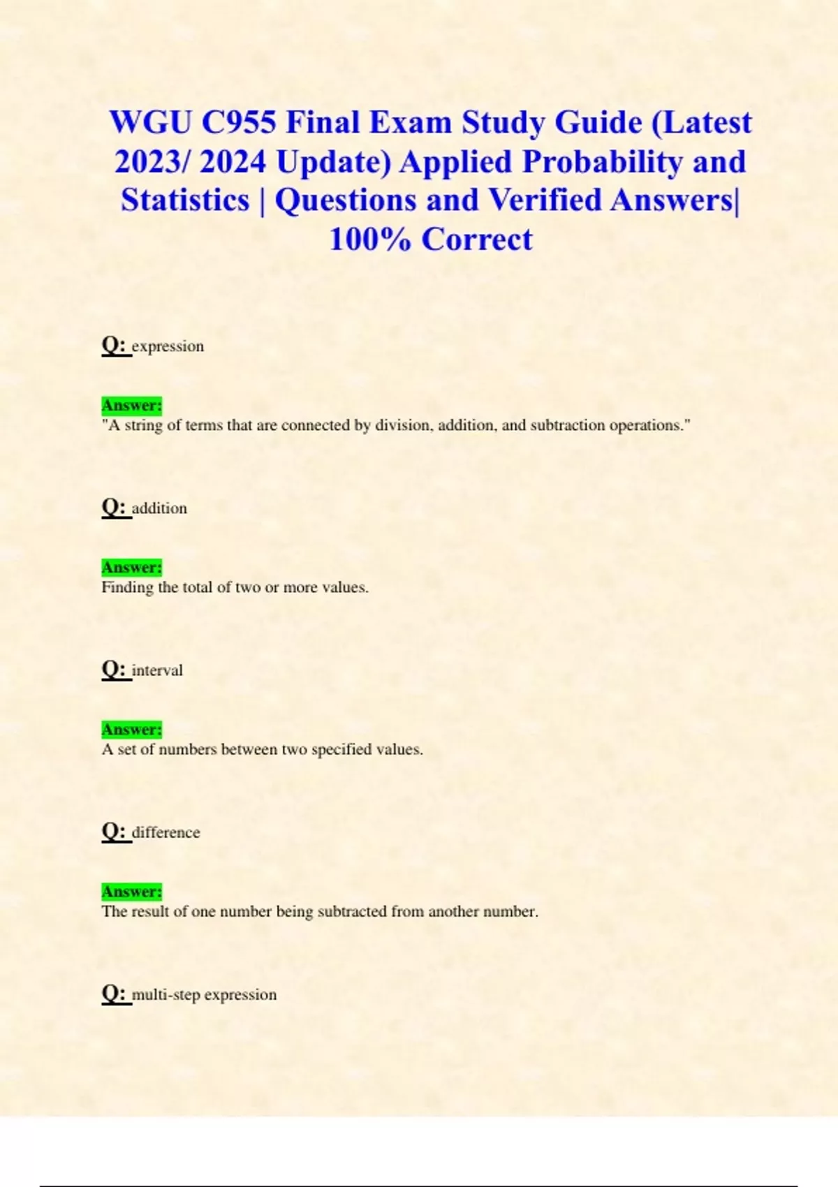 WGU C955 Final Exam Study Guide (Latest 2023/ 2024 Update) Applied ...