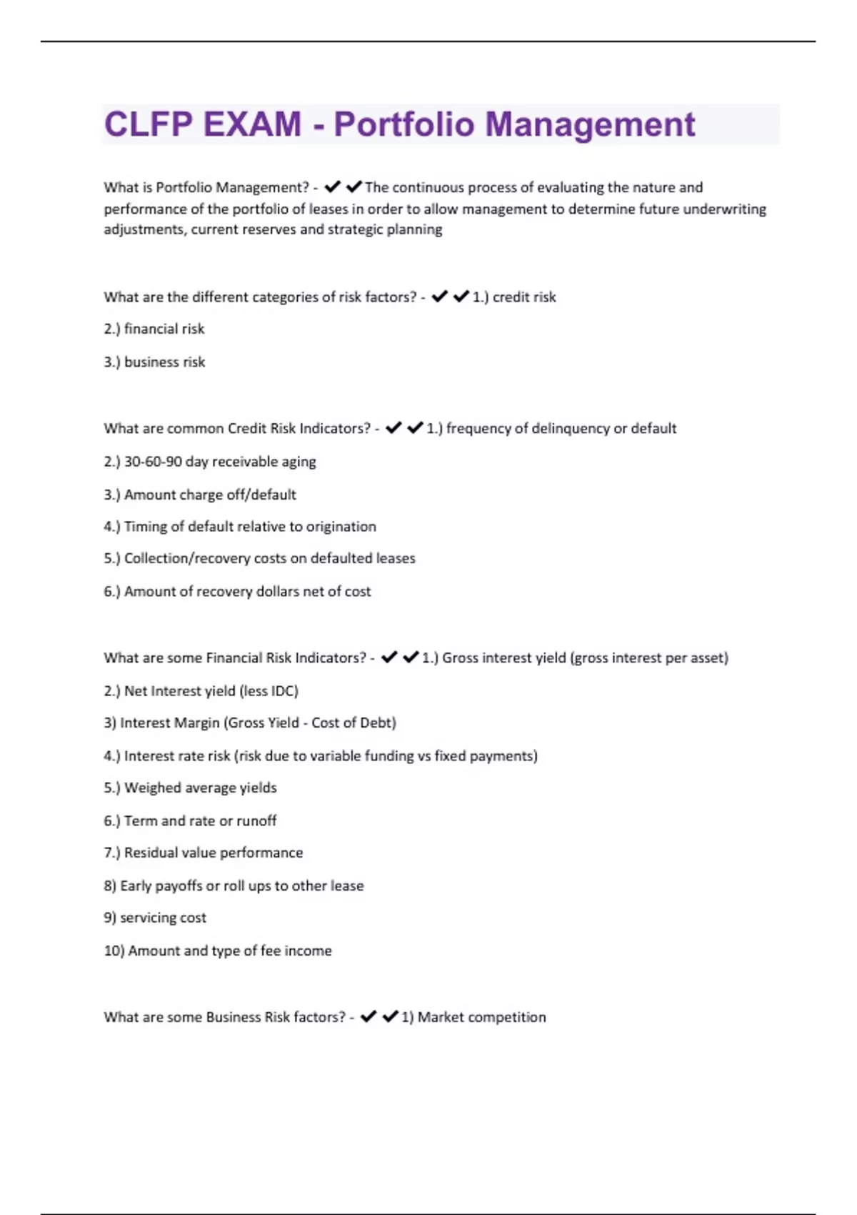 CLFP EXAM - Portfolio Management Questions With Correct Answers Already ...
