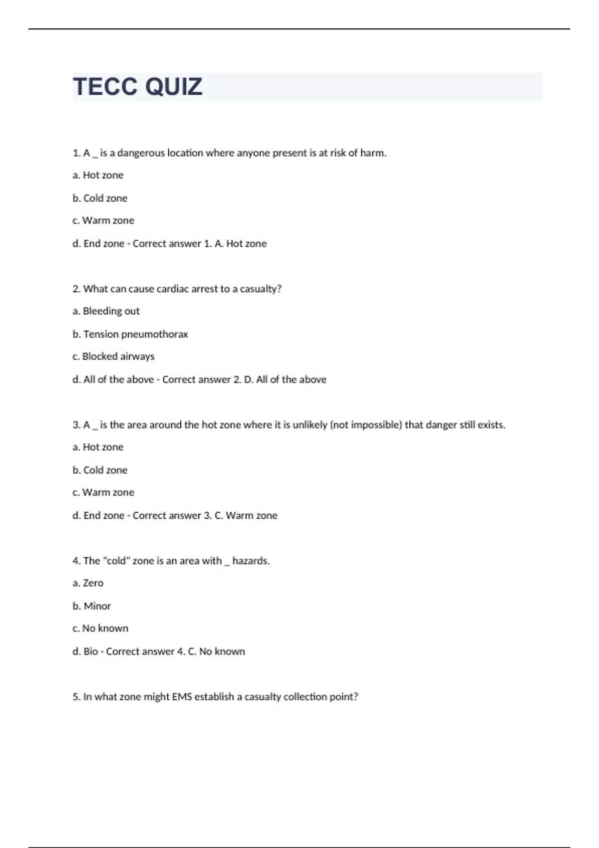 TECC QUIZ with answers graded A+ 2023/2024 - Tecc - Stuvia US